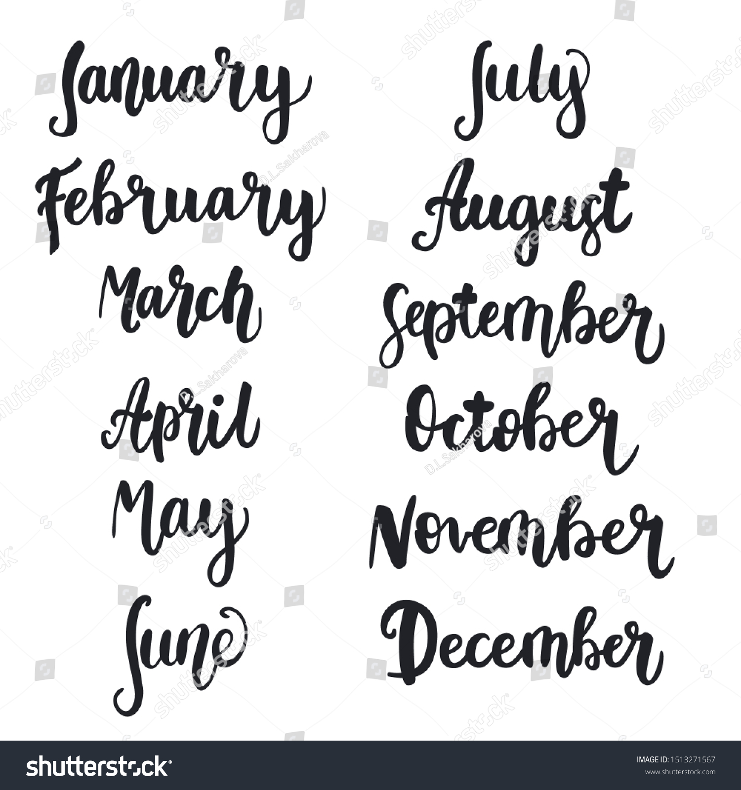 Months Lettering Vector Calendar Isolated On Stock Vector (Royalty Free ... Months Lettering Vector Calendar Isolated On Stock Vector (Royalty Free ...