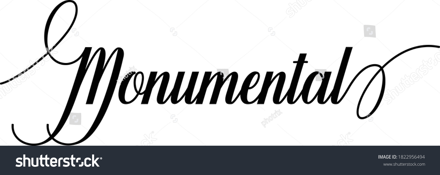 Monumental Script Cursive Calligraphy Typography Black Stock Vector ...