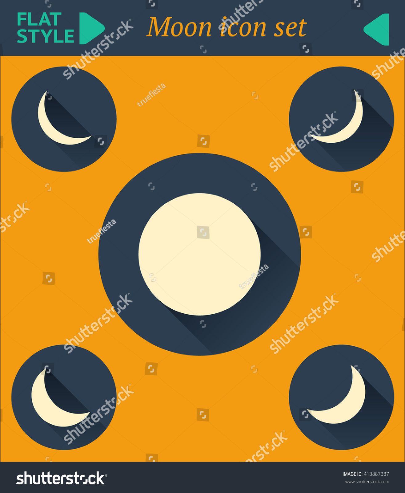 Moon Icons Flat Moonphase Icon Set Stock Vector (Royalty Free ...