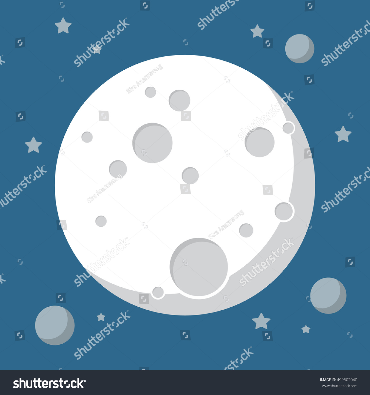 Moon Flat Design Style Vector Illustration Stock Vector (Royalty Free ...
