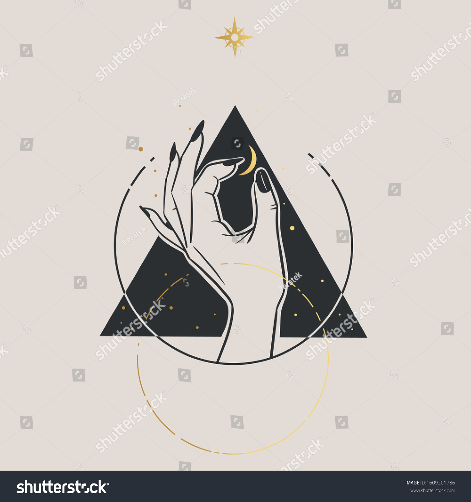 Moon Hand Vector Illustration Stock Vector (Royalty Free) 1609201786