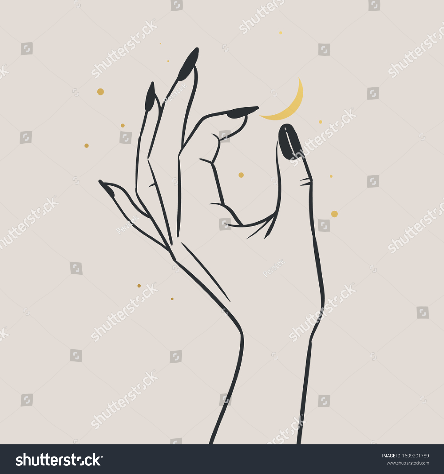 Moon Hand Vector Illustration: vector de stock (libre de regalías ...