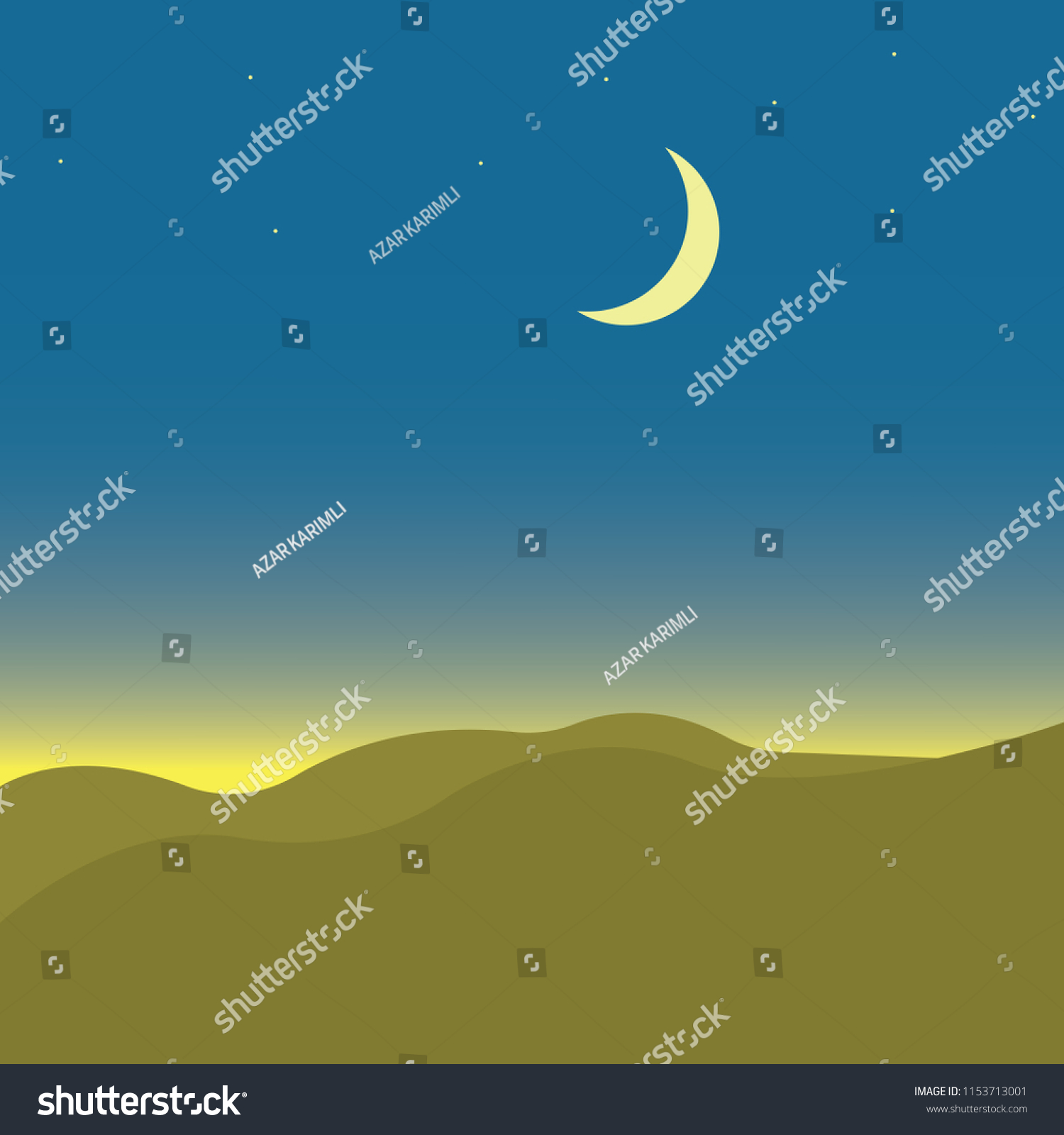Moon Landscape Illustration Vector Stock Vector (Royalty Free ...