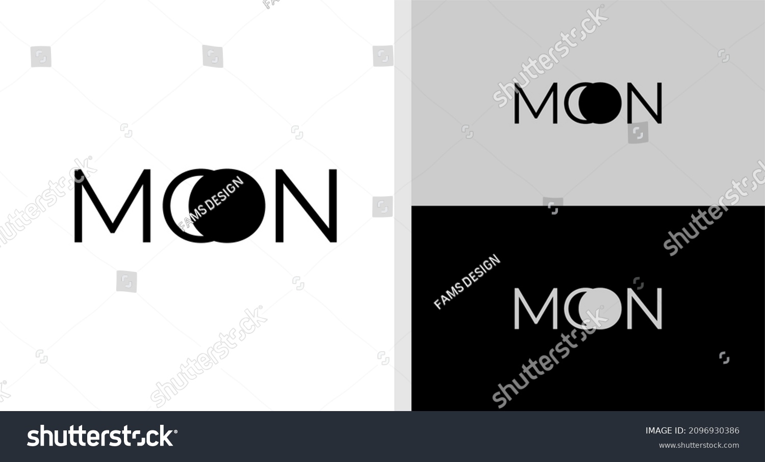 Moon Logo Wordmark Simple Negative Space Stock Vector (Royalty Free ...