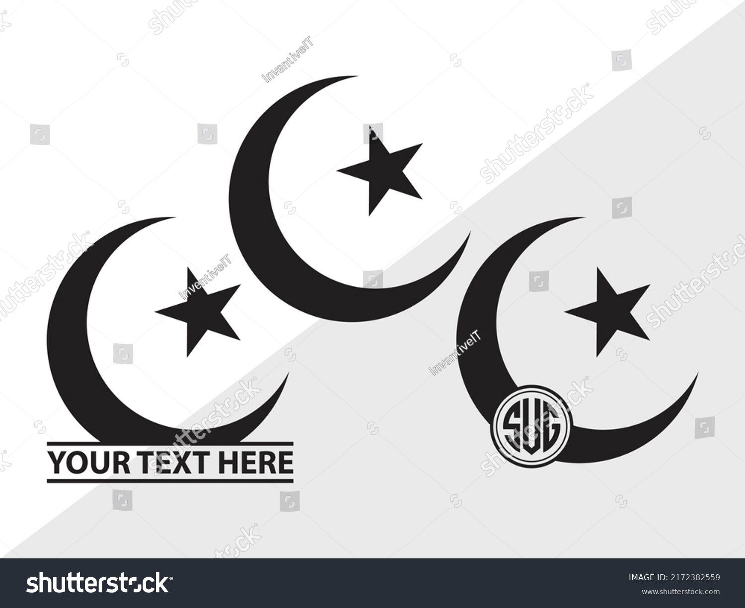 Moon Monogram Svg Printable Vector Illustration Stock Vector (Royalty ...