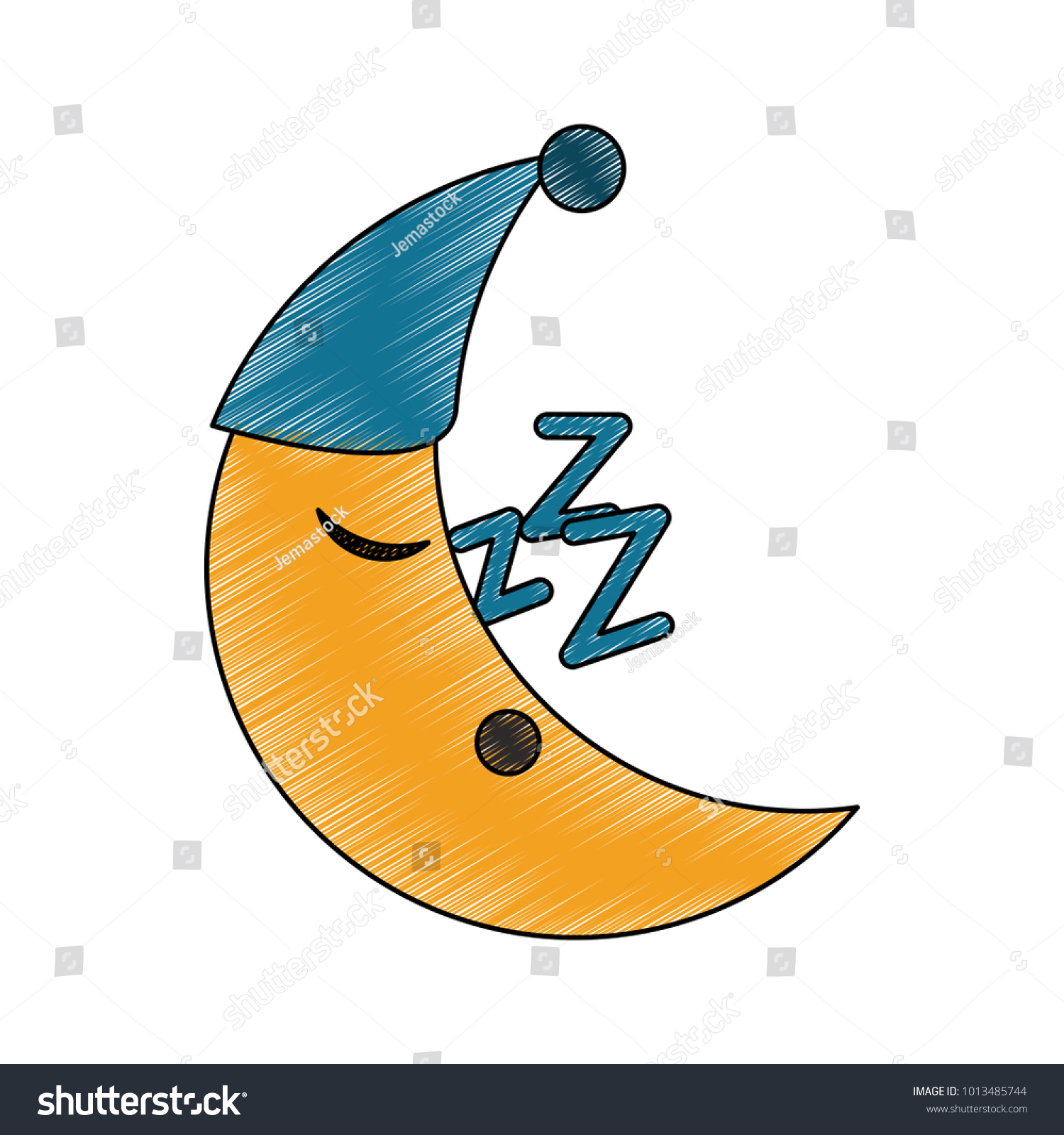 Moon Sleeping Cartoon Stock Vector (Royalty Free) 1013485744