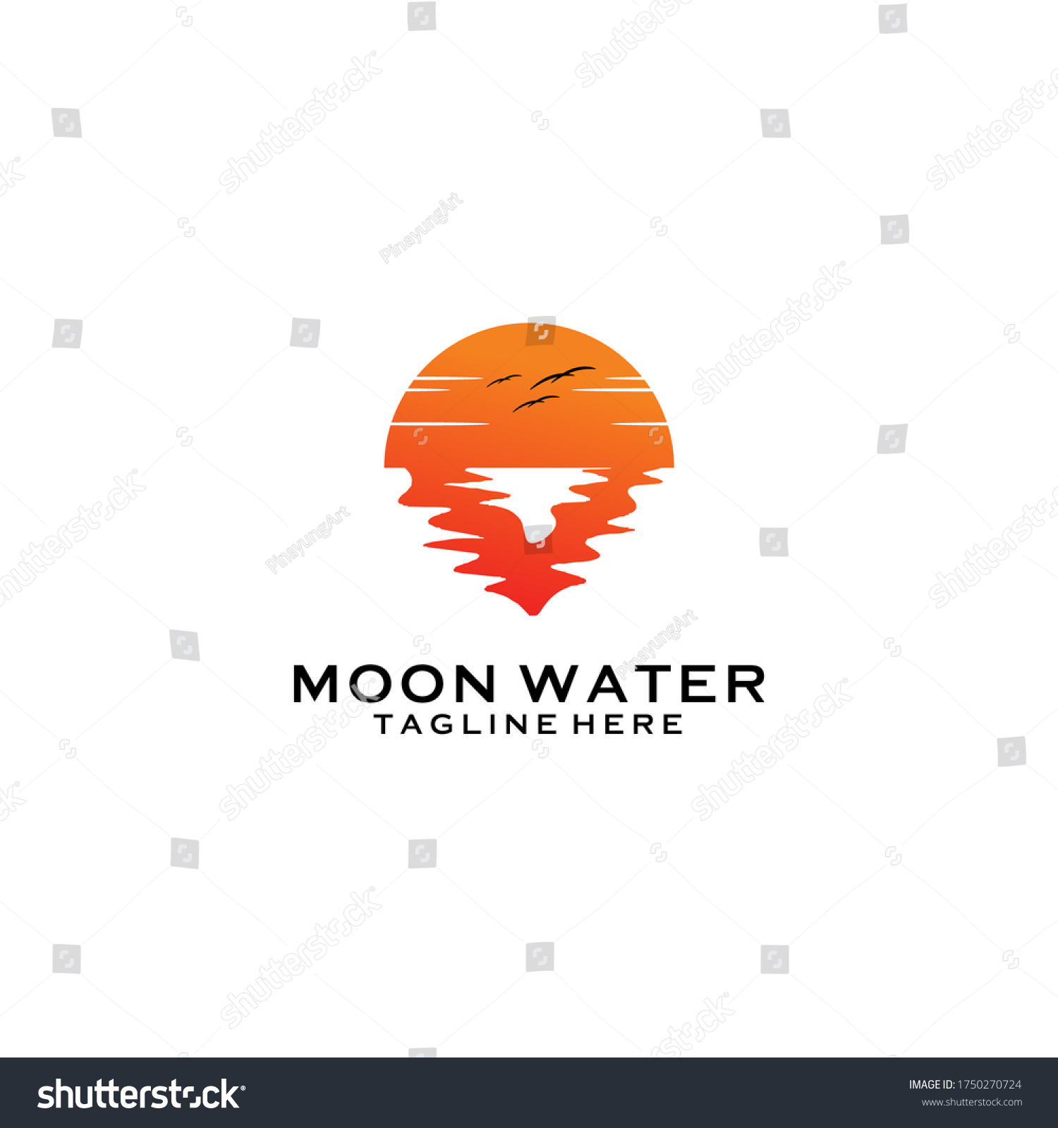 Moon Water Logo Icon Vector Template Stock Vector (Royalty Free ...