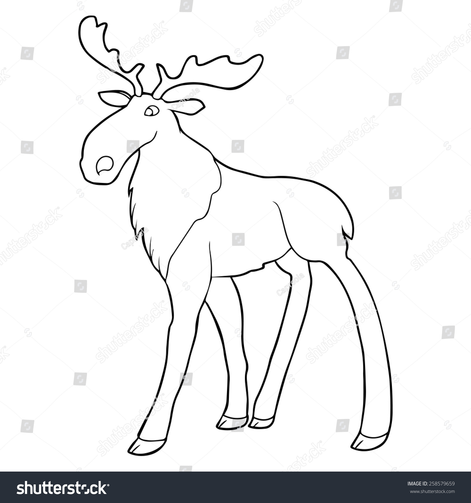Moose Outline Illustration Stock Vector (Royalty Free) 258579659 ...