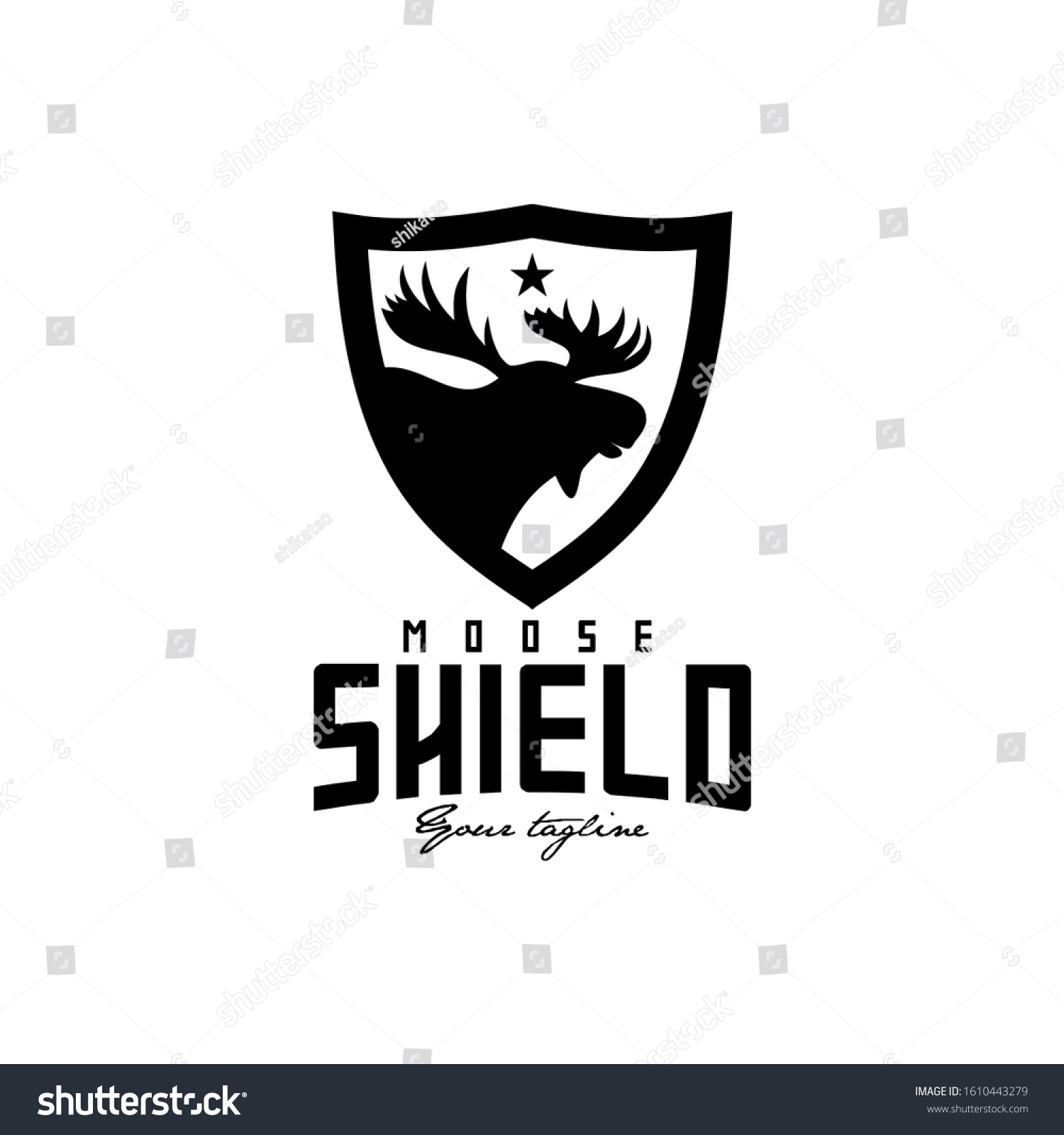 Moose Shield Vector Logo Design Stock Vector (Royalty Free) 1610443279