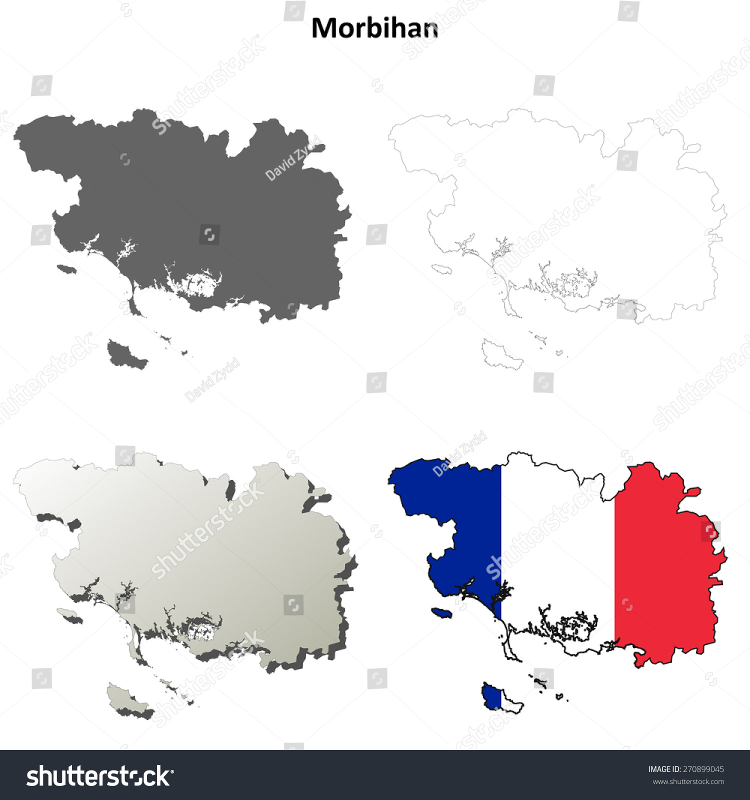 Morbihan Brittany Outline Map Set Stock Vector (Royalty Free) 270899045 ...