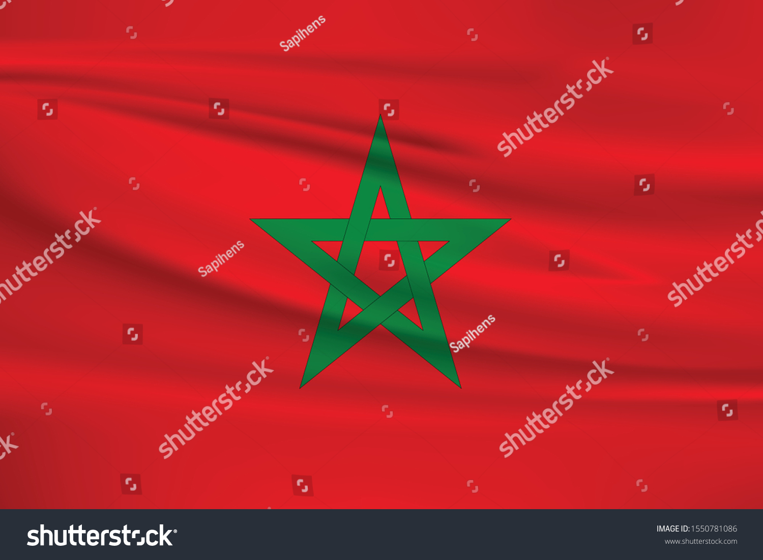 Bandera marroquí ondeando con efecto viento: vector de stock (libre de ...