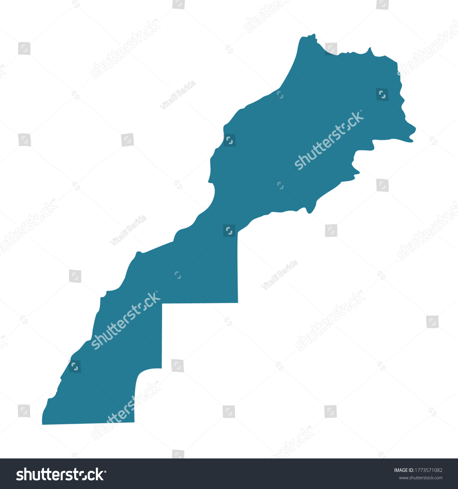 Morocco Map Shape Vector Illustration Isolated: เวกเตอร์สต็อก (ปลอดค่า ...