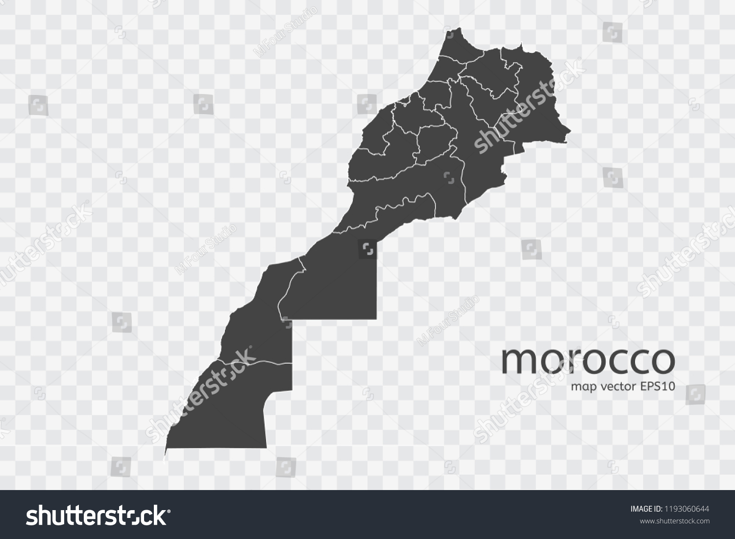 Morocco Map Vector Isolated On Transparent: vector de stock (libre de ...