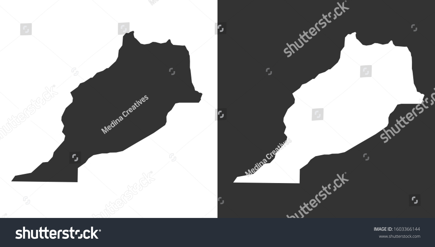 Morocco Map Black White Vector Stock Vector (Royalty Free) 1603366144 ...