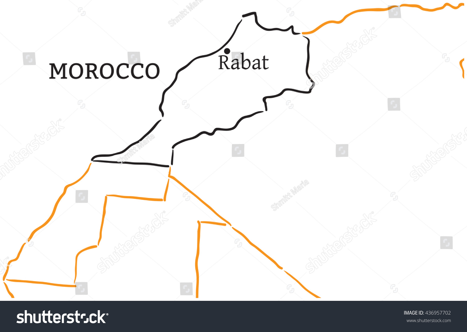 Moroco Handdrawn Sketch Map Stock Vector (Royalty Free) 436957702 ...
