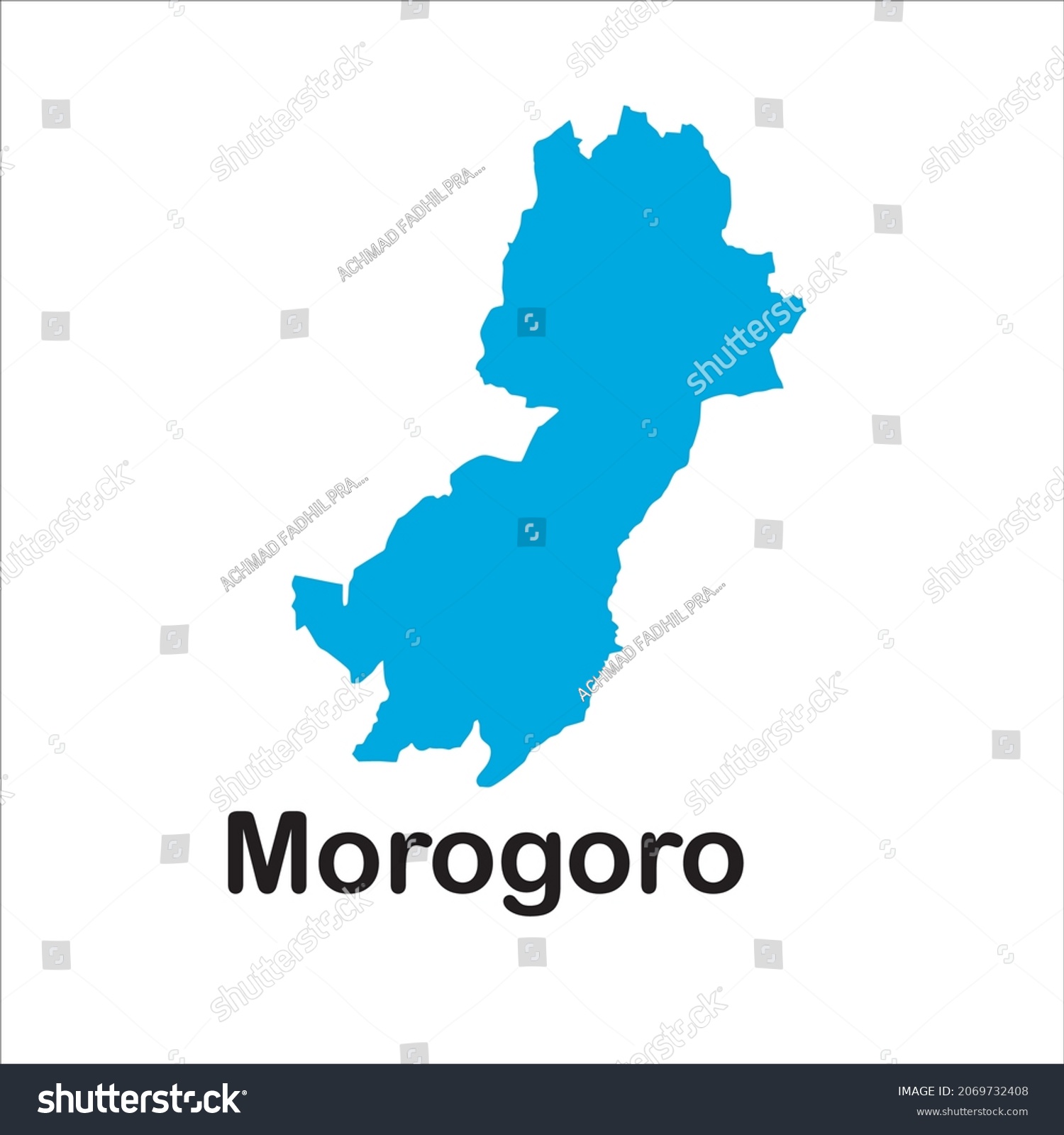 Morogoro Map On White Background Stock Vector (Royalty Free) 2069732408