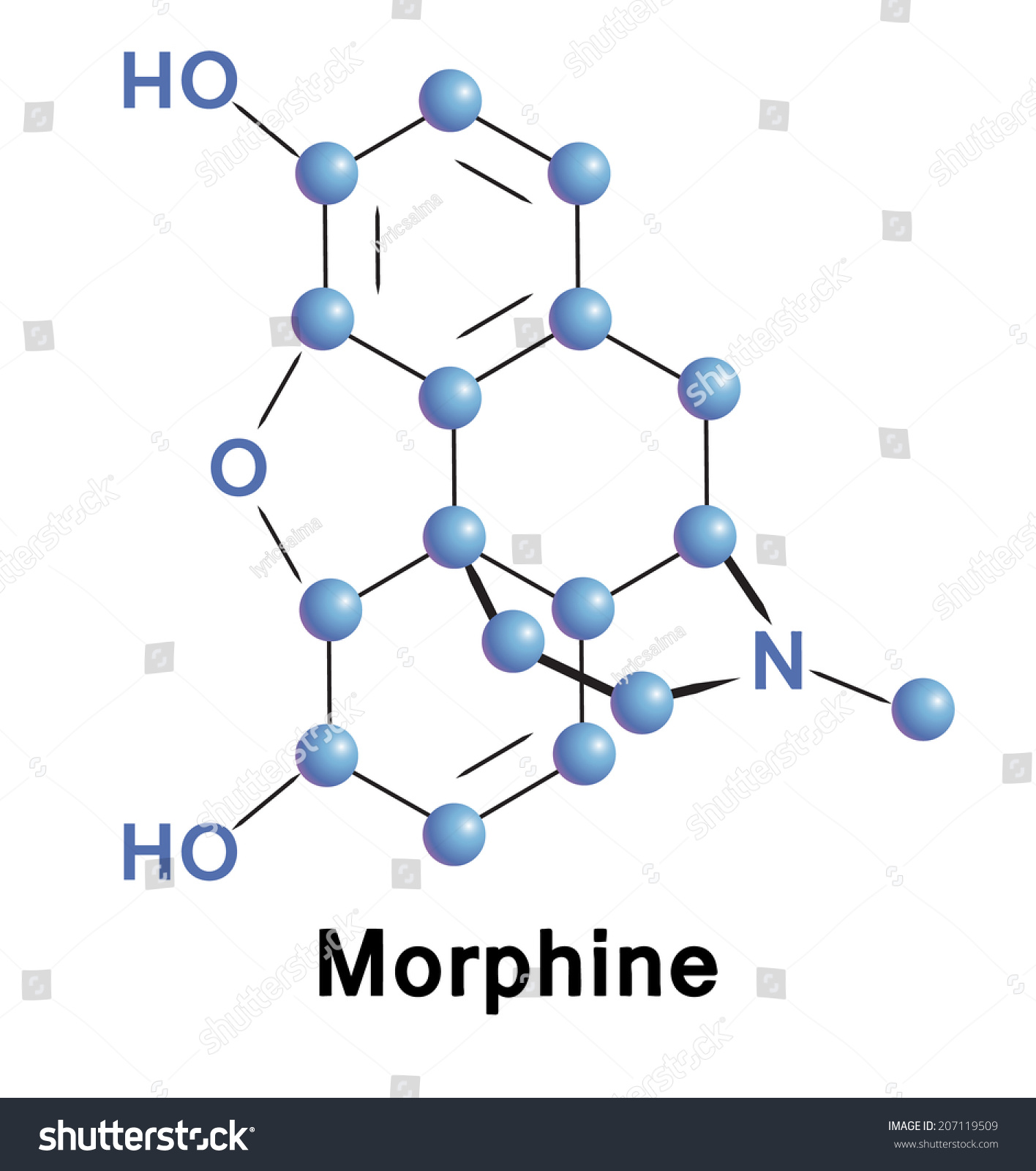 Morphine Chemical Compound Molecular Structure. Vector Illustration ...