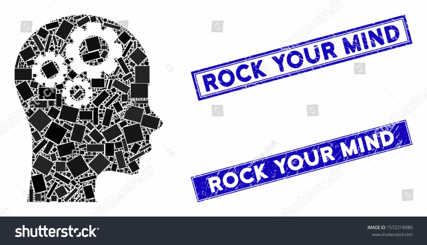 Mosaic Thinking Pictogram Rectangular Rock Your Stock Vector (Royalty ...