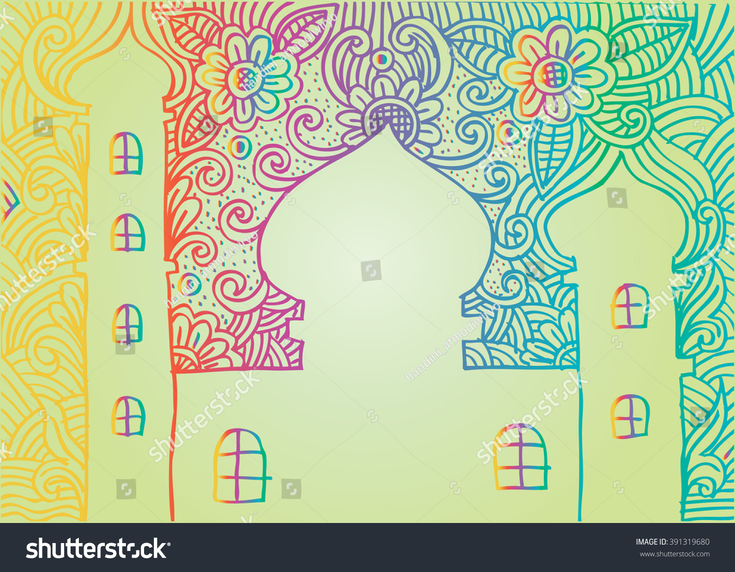 Mosque Doodle Style Illustration Stock Vector (Royalty Free) 391319680 ...