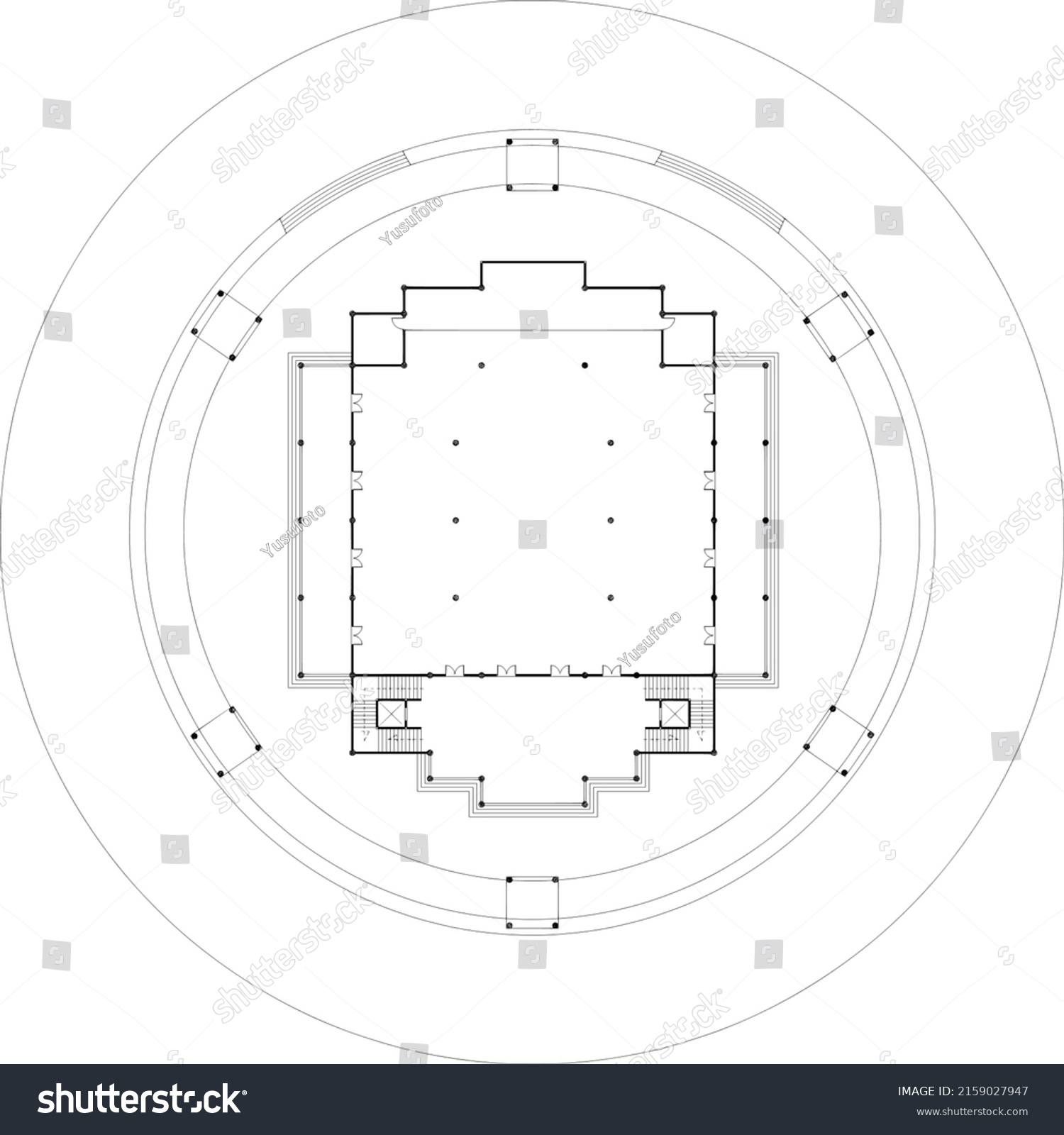 Mosque Floor Plan Sketch Circular Concept Stock Vector (Royalty Free ...
