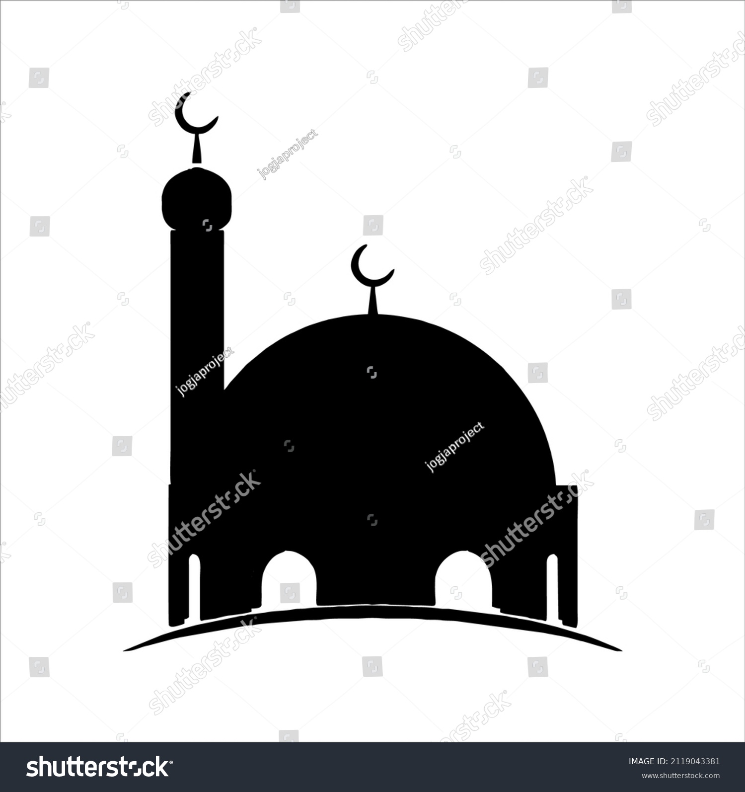 Mosque Logo On Black White Background Stock Vector (Royalty Free ...