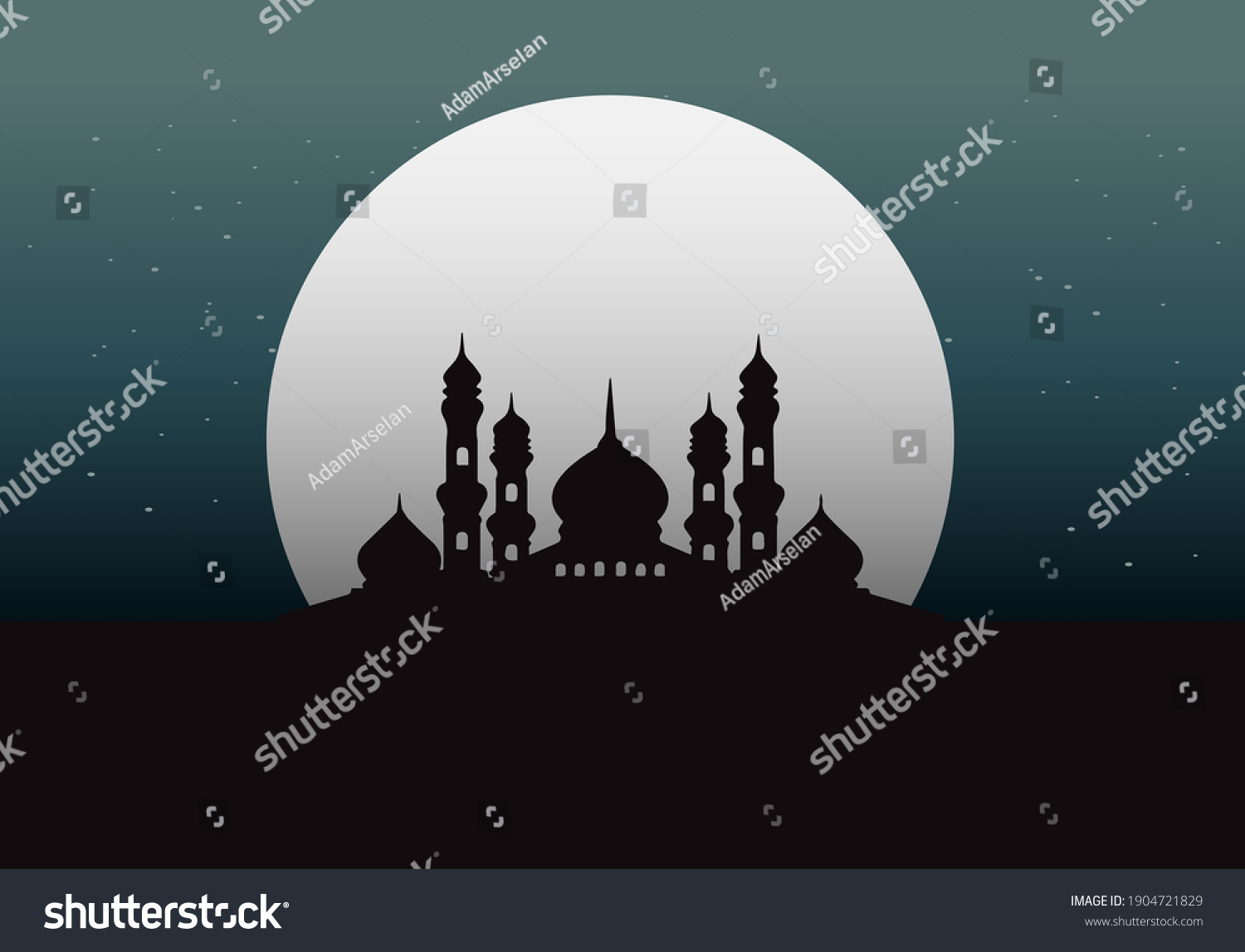 Mosque Night Black High Vector Stock Vector (Royalty Free) 1904721829