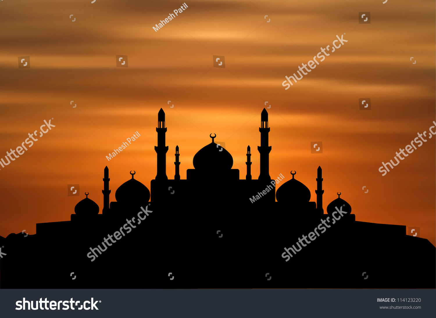 Mosque On Sunset Background Eps10 Vector Stock Vector (Royalty Free ...
