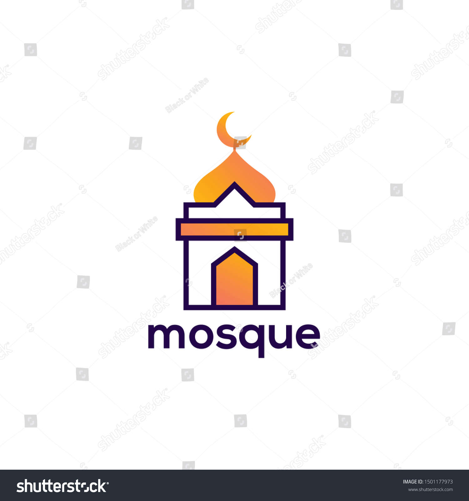 Mosque Islamic Building Logo Design Vector: เวกเตอร์สต็อก (ปลอดค่า ...