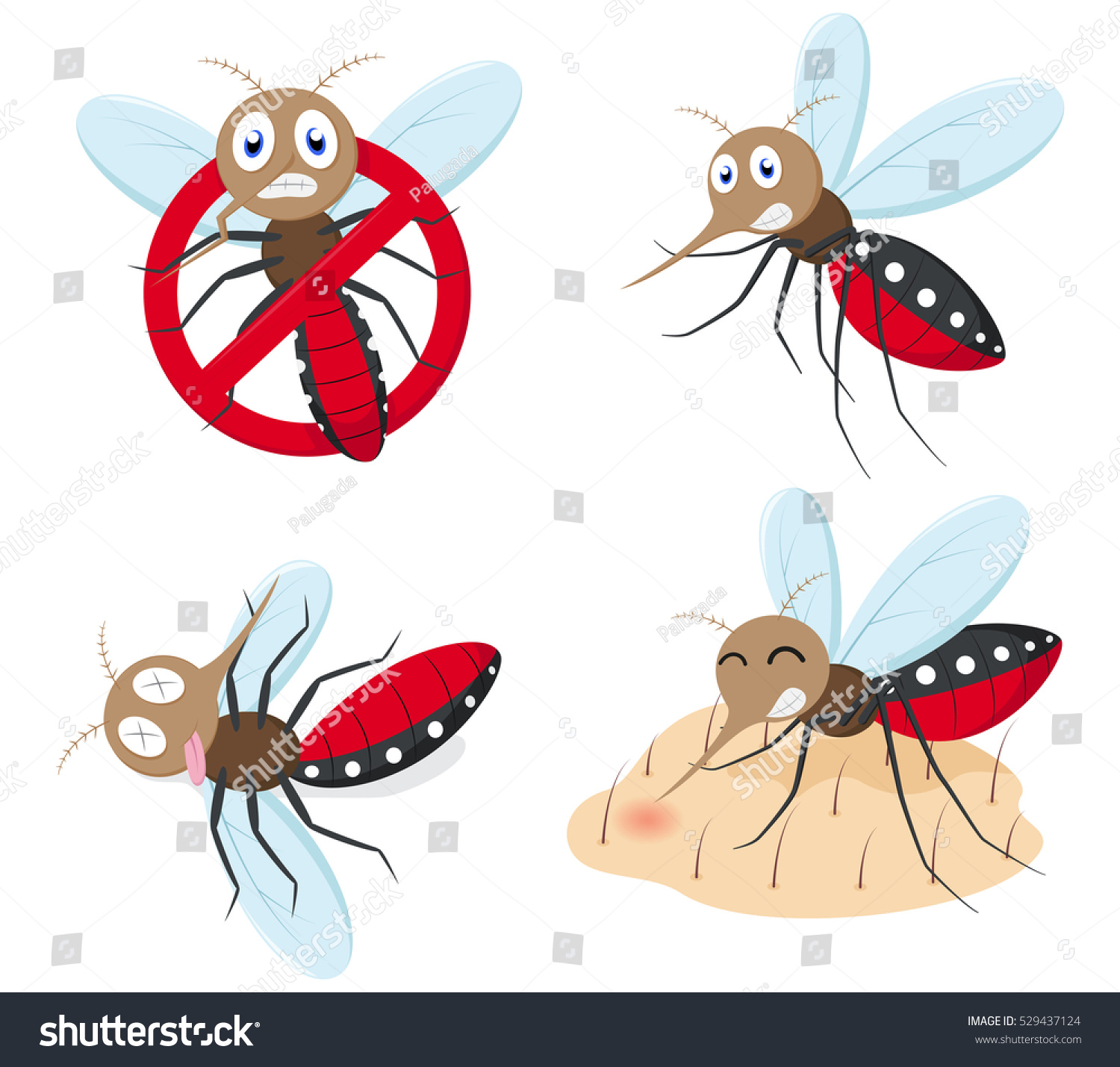 Mosquito Cartoon Collection Set: เวกเตอร์สต็อก (ปลอดค่าลิขสิทธิ์ ...