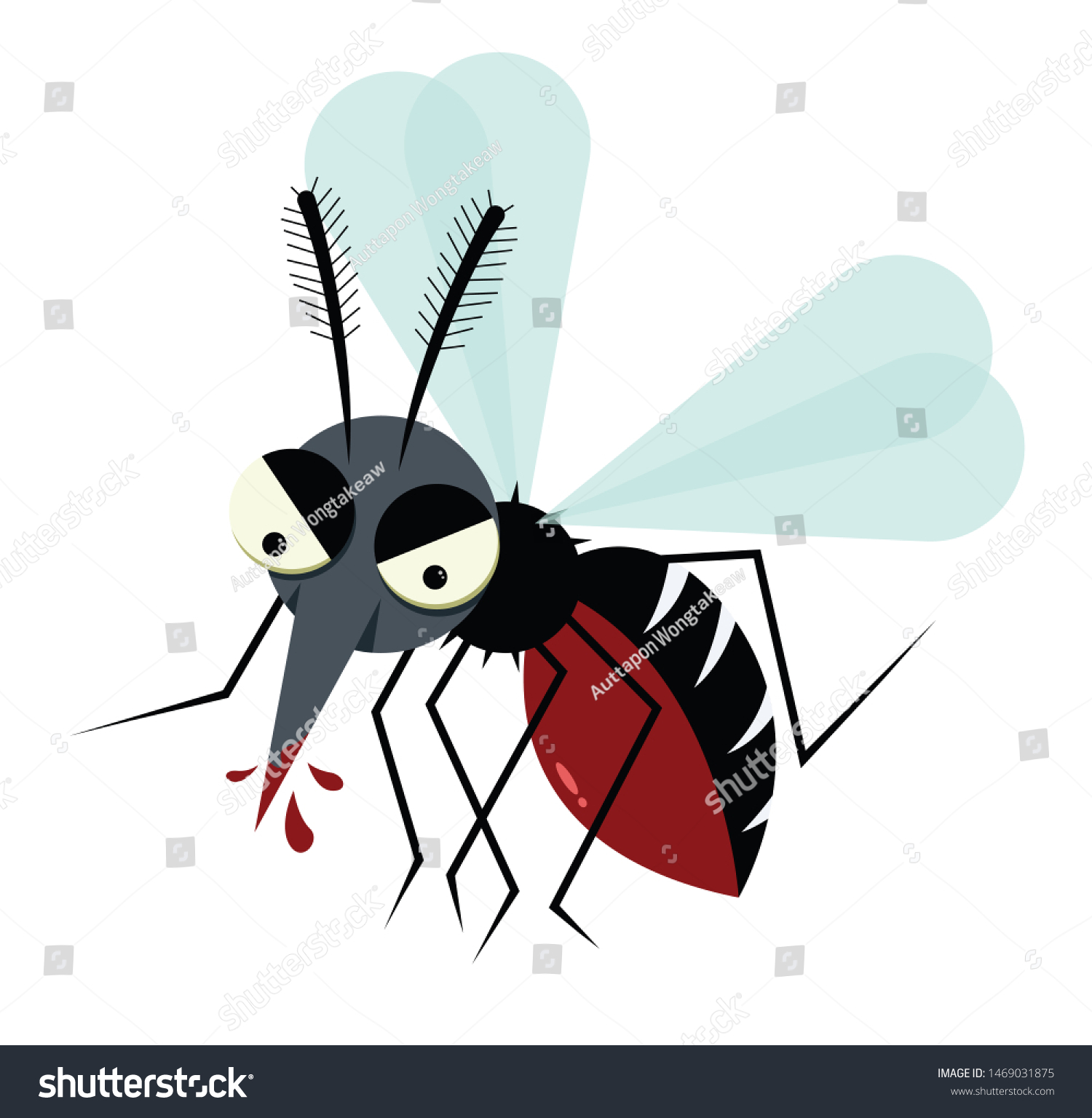 Mosquito Flat Cartoon Character Design: เวกเตอร์สต็อก (ปลอดค่าลิขสิทธิ์ ...