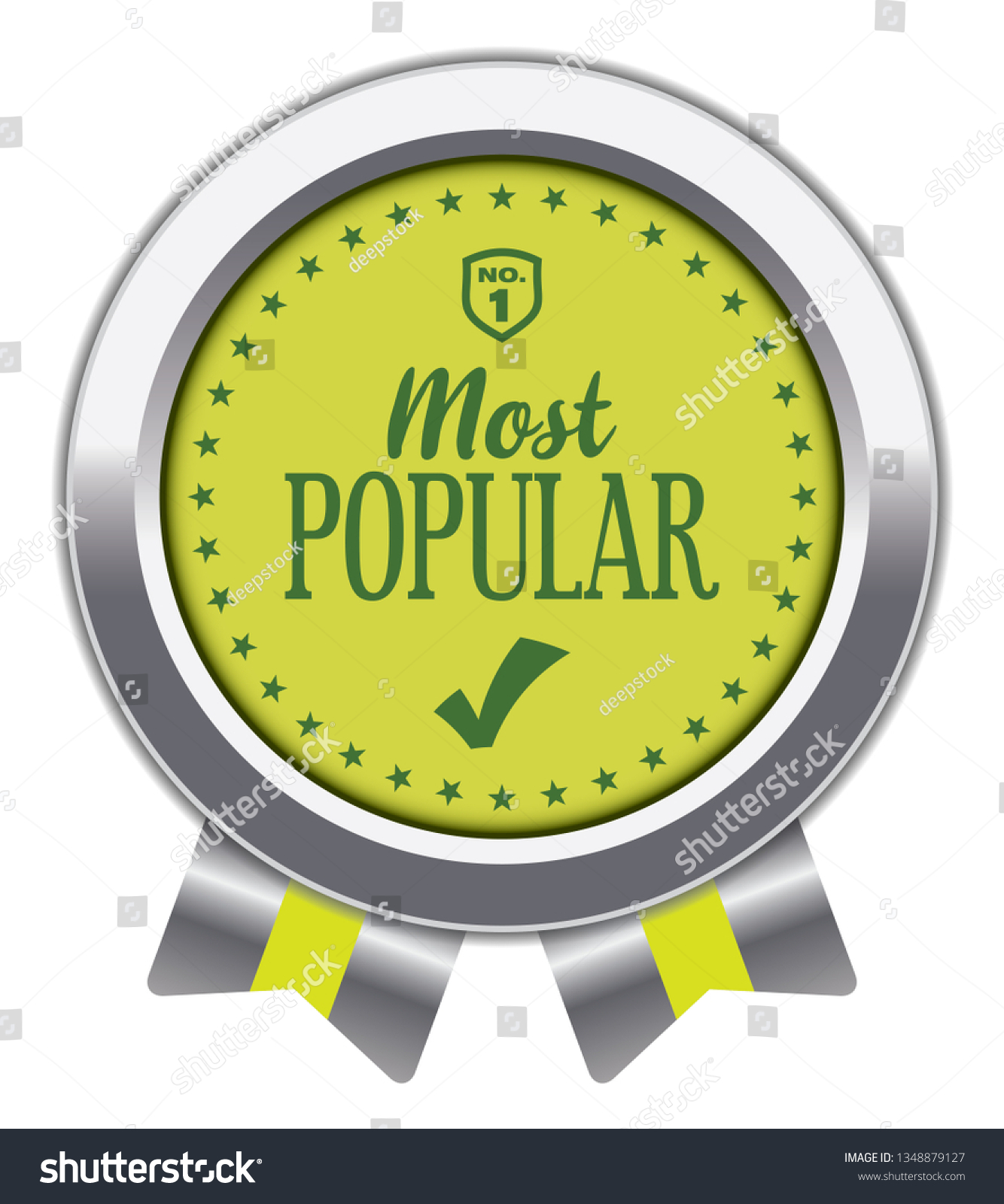 Most Popular Vector Metallic Badge Stock Vector (Royalty Free) 1348879127