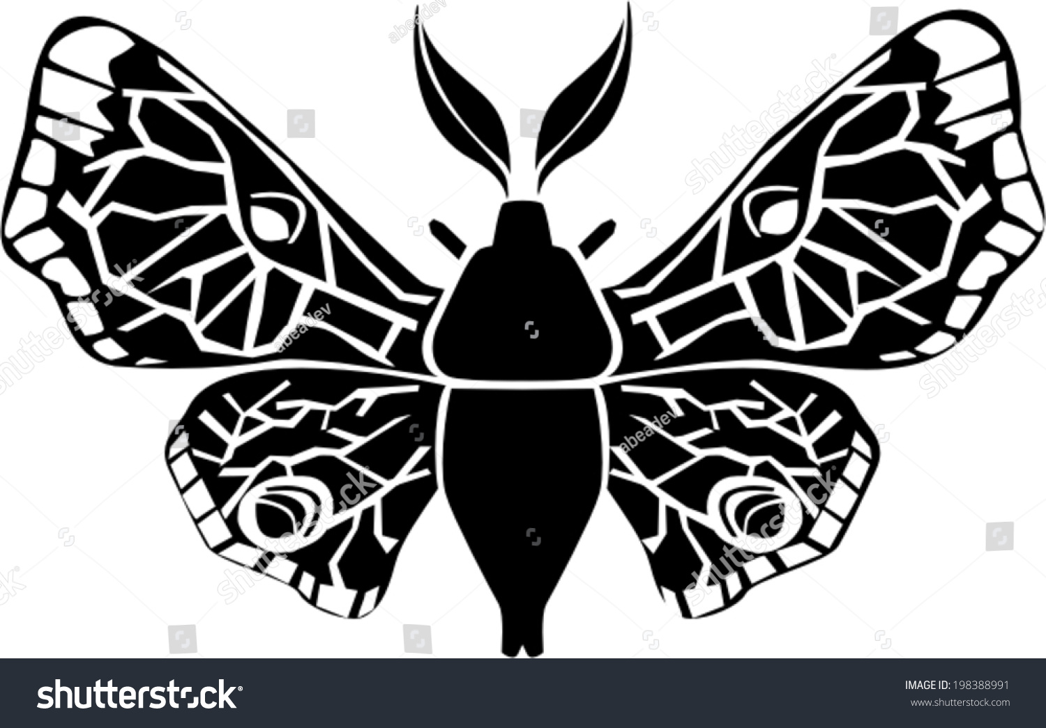Moth Silhouette Stock Vector 198388991 - Shutterstock