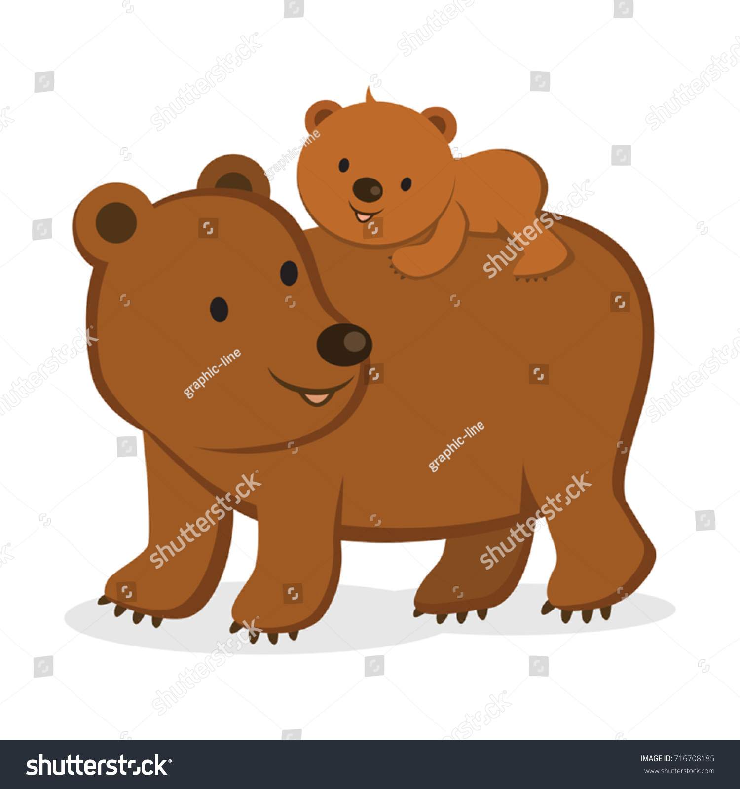 Mother Bear Her Cub Vector Illustration Stock Vector (Royalty Free ...