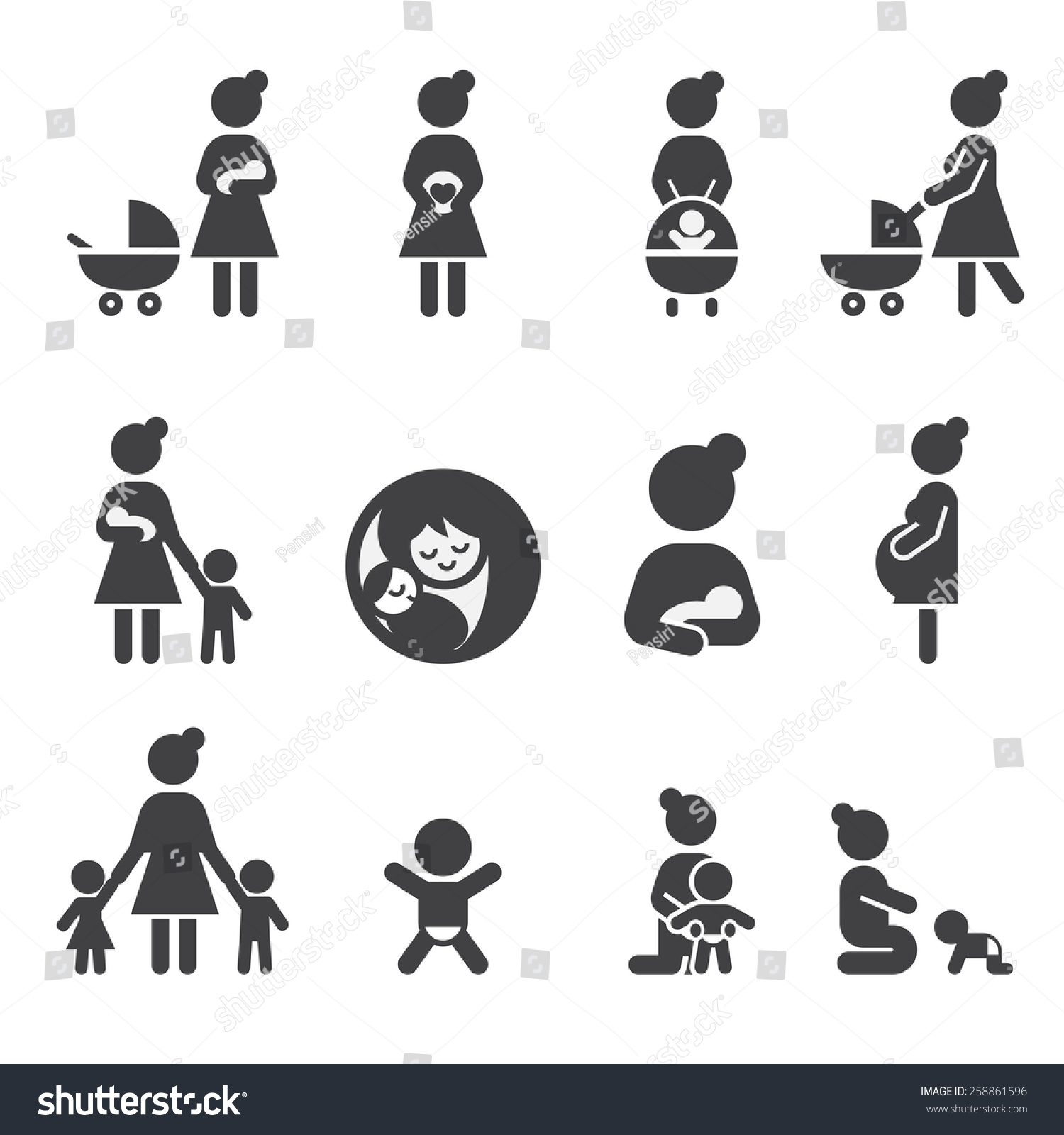Mother Icon Set Stock Vector (Royalty Free) 258861596