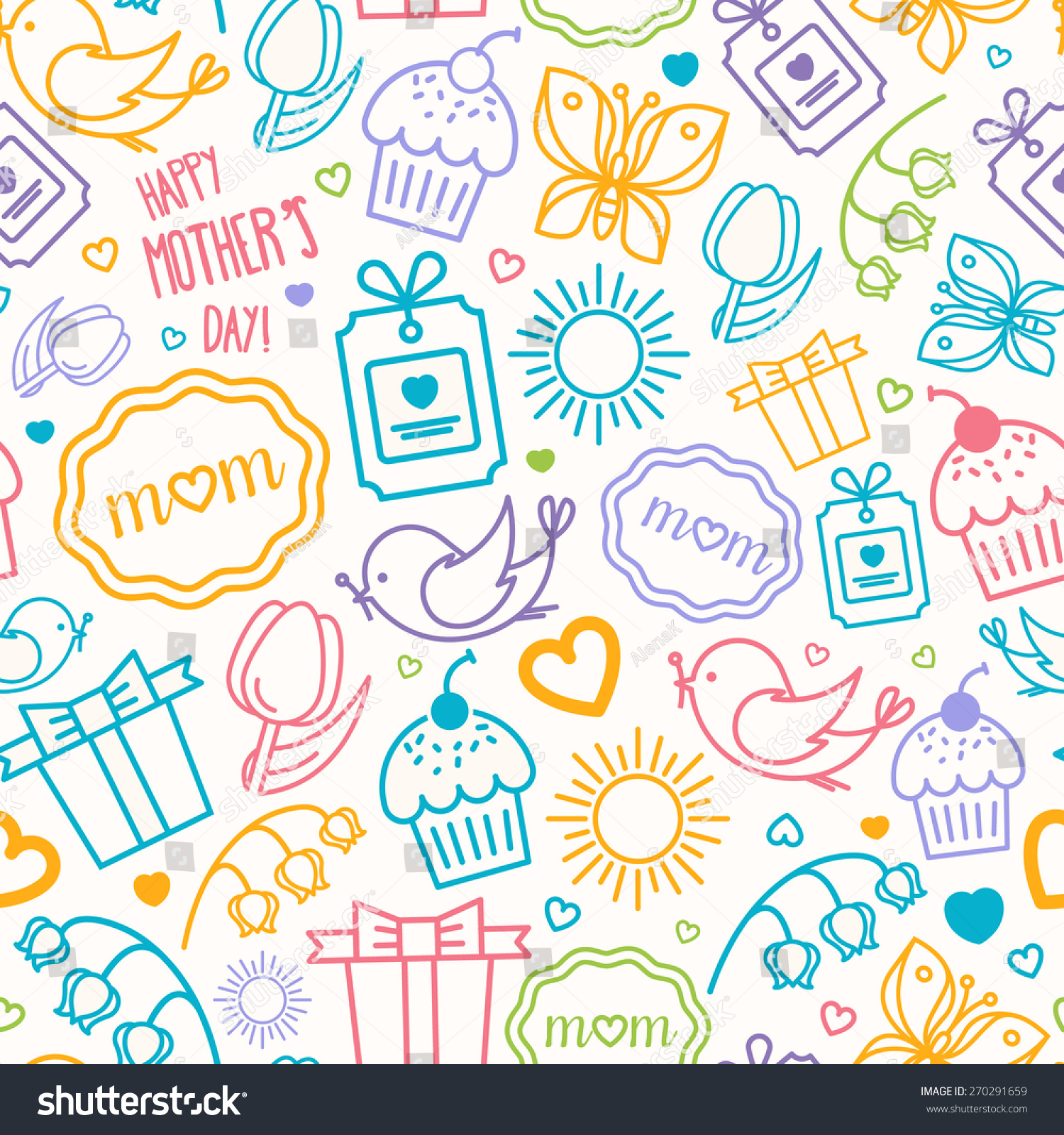 Mothers Day Seamless Pattern Background Stock Vector 270291659 ...