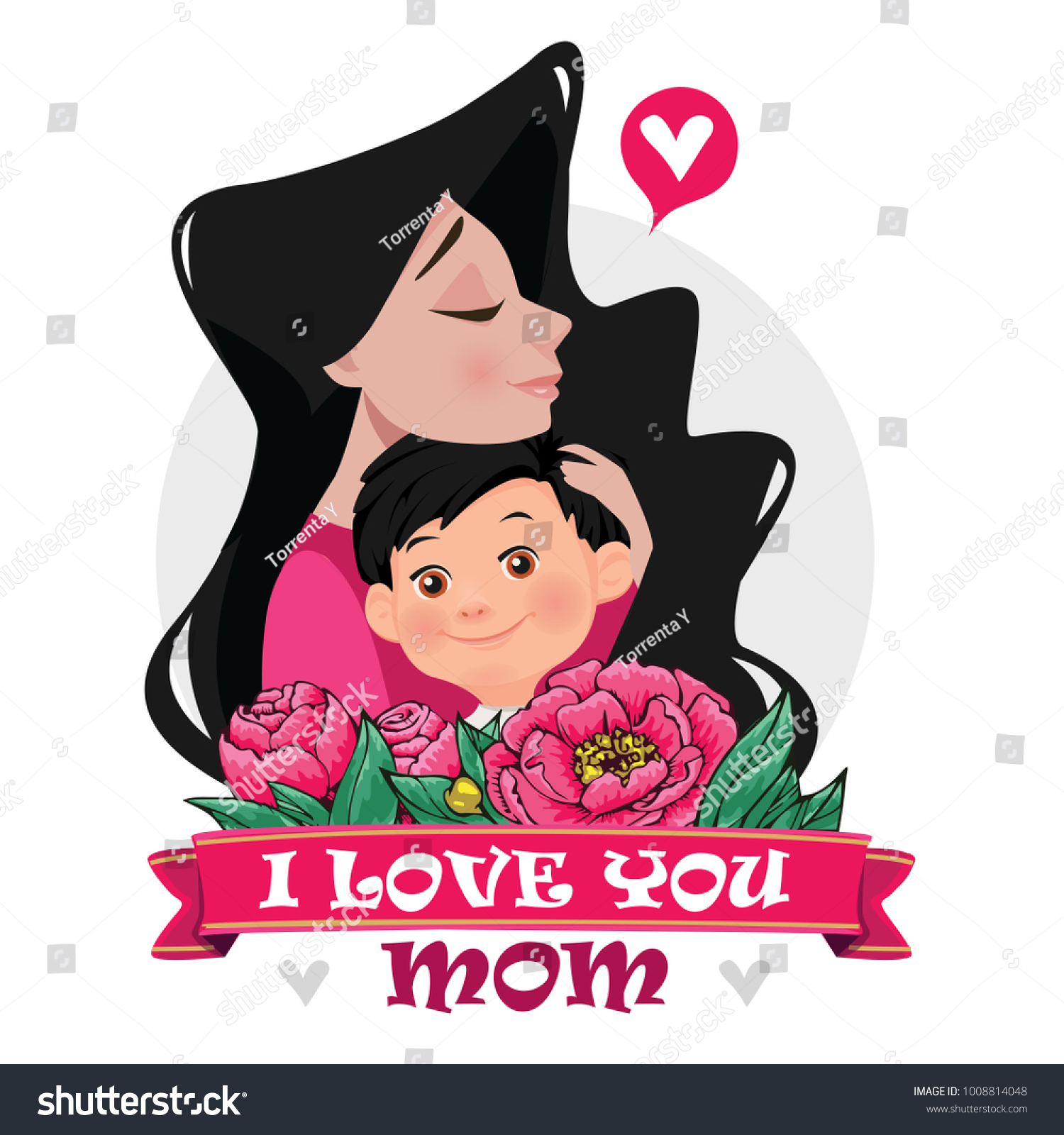 Mothers Love Moms Hug Mom Son Vector Illustration Stock Vector Royalty
