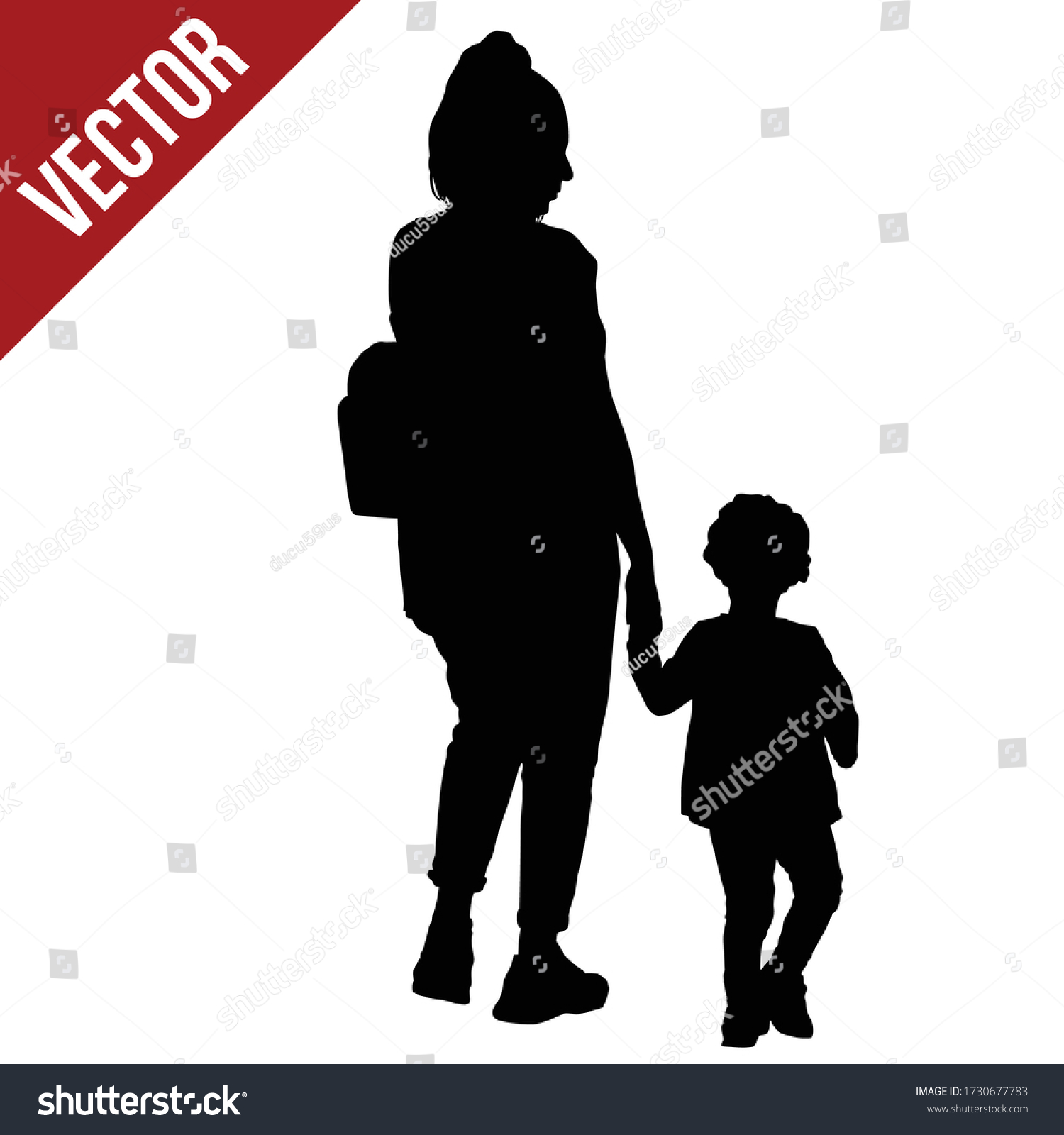 Mother Daughter Silhouettes Mom Holds Her Stock Vector Royalty Free
