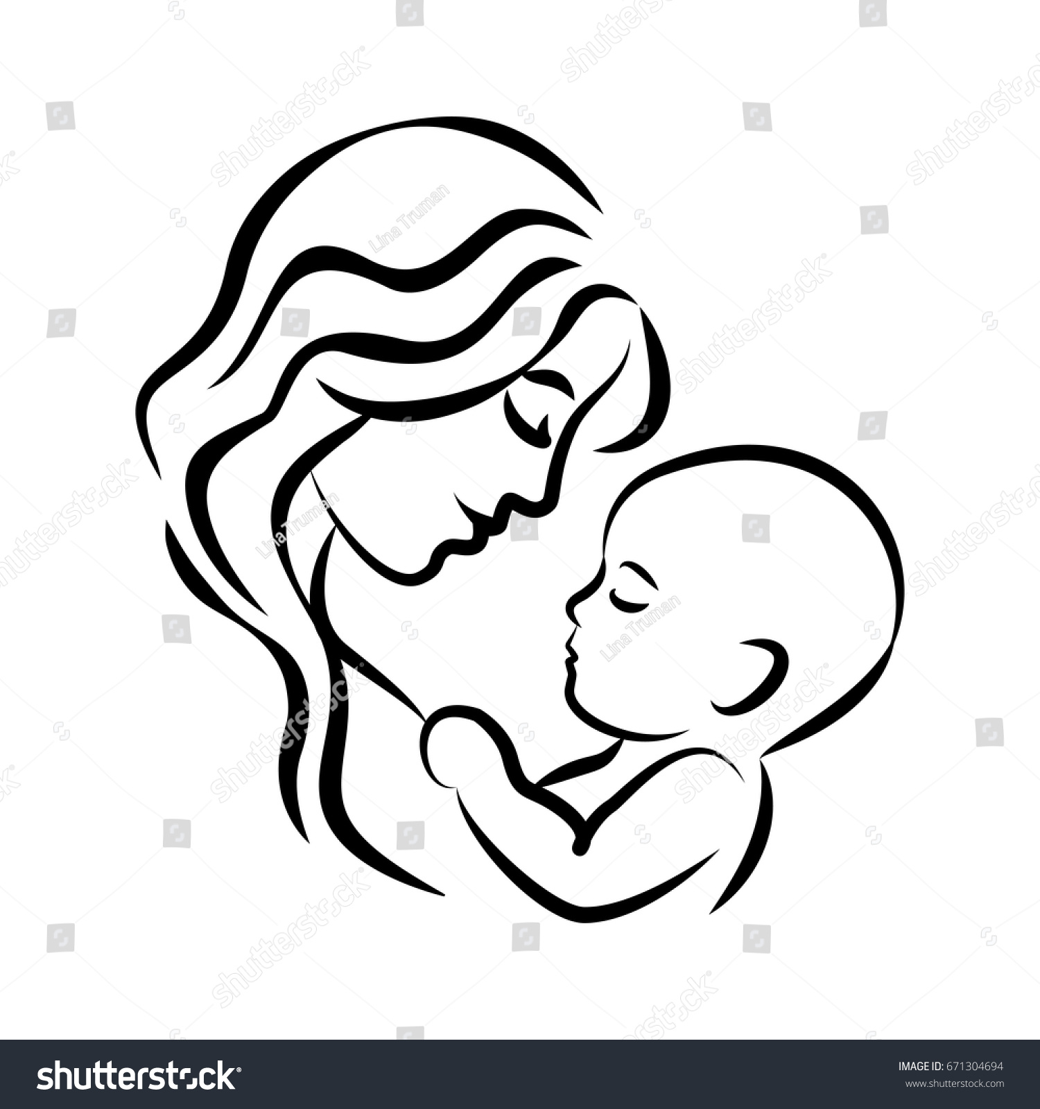 Mother Her Baby Stylized Outline Symbol: vector de stock (libre de ... Mother Her Baby Stylized Outline Symbol: vector de stock (libre de ...