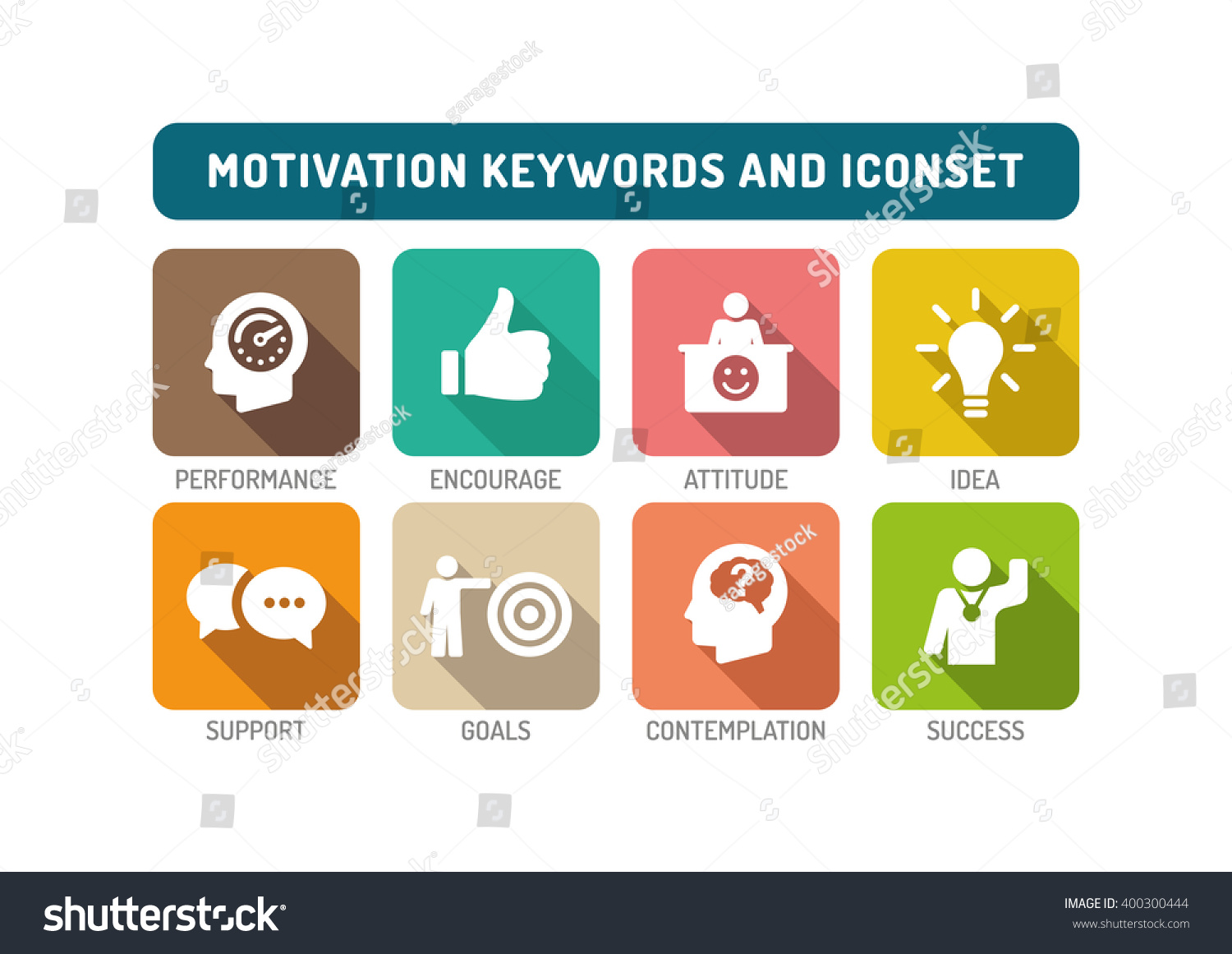 Motivation Flat Icon Set Stock Vector (Royalty Free) 400300444