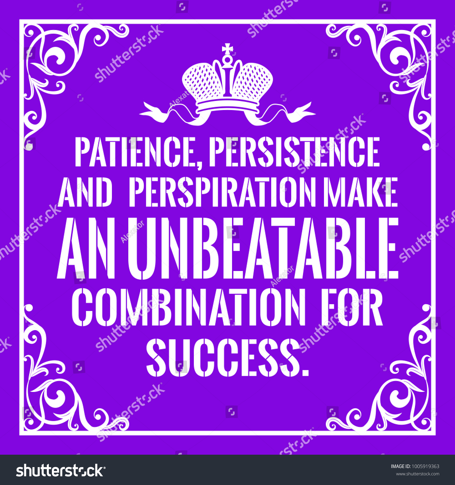 Motivational Quote Vintage Style Patience Persistence Stock Vector