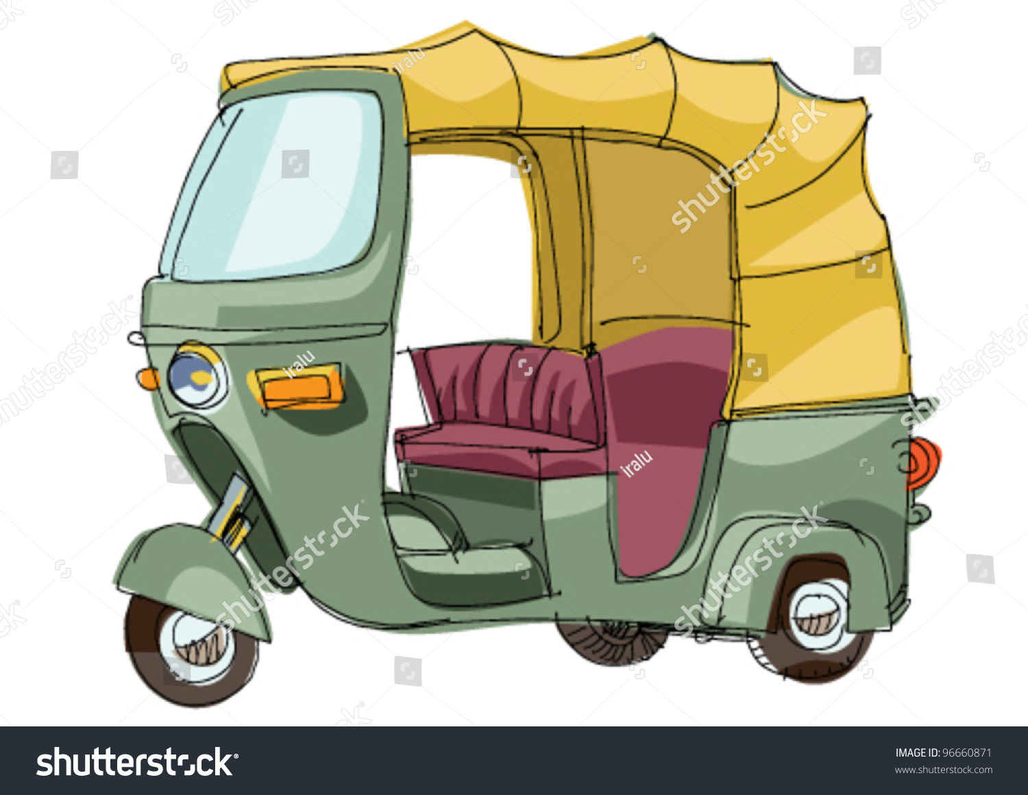 Moto Rickshaw Cartoon Stock Vector 96660871 - Shutterstock