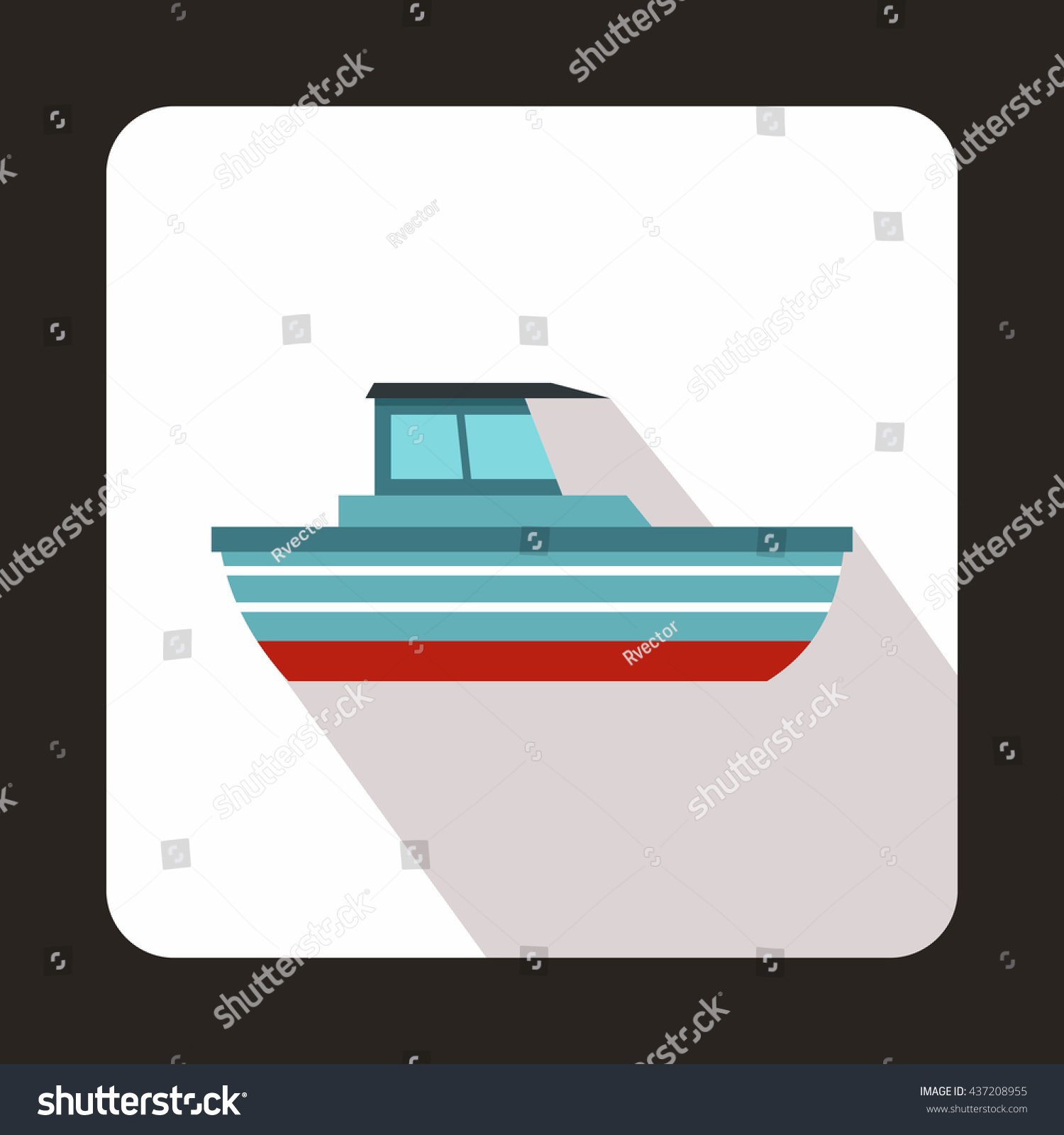 Motor Boat Icon Flat Style Stock Vector (Royalty Free) 437208955 ...