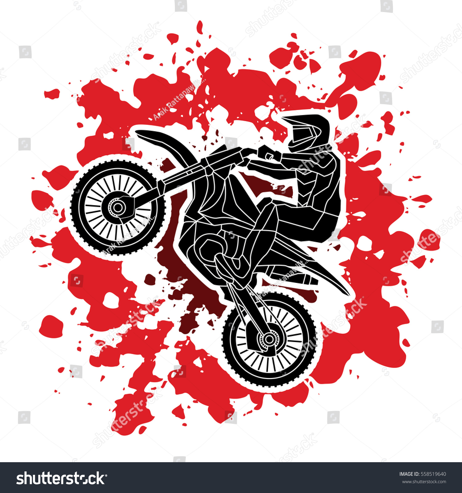 Motorcycle Cross Jumping Designed On Splatter: เวกเตอร์สต็อก (ปลอดค่า ...