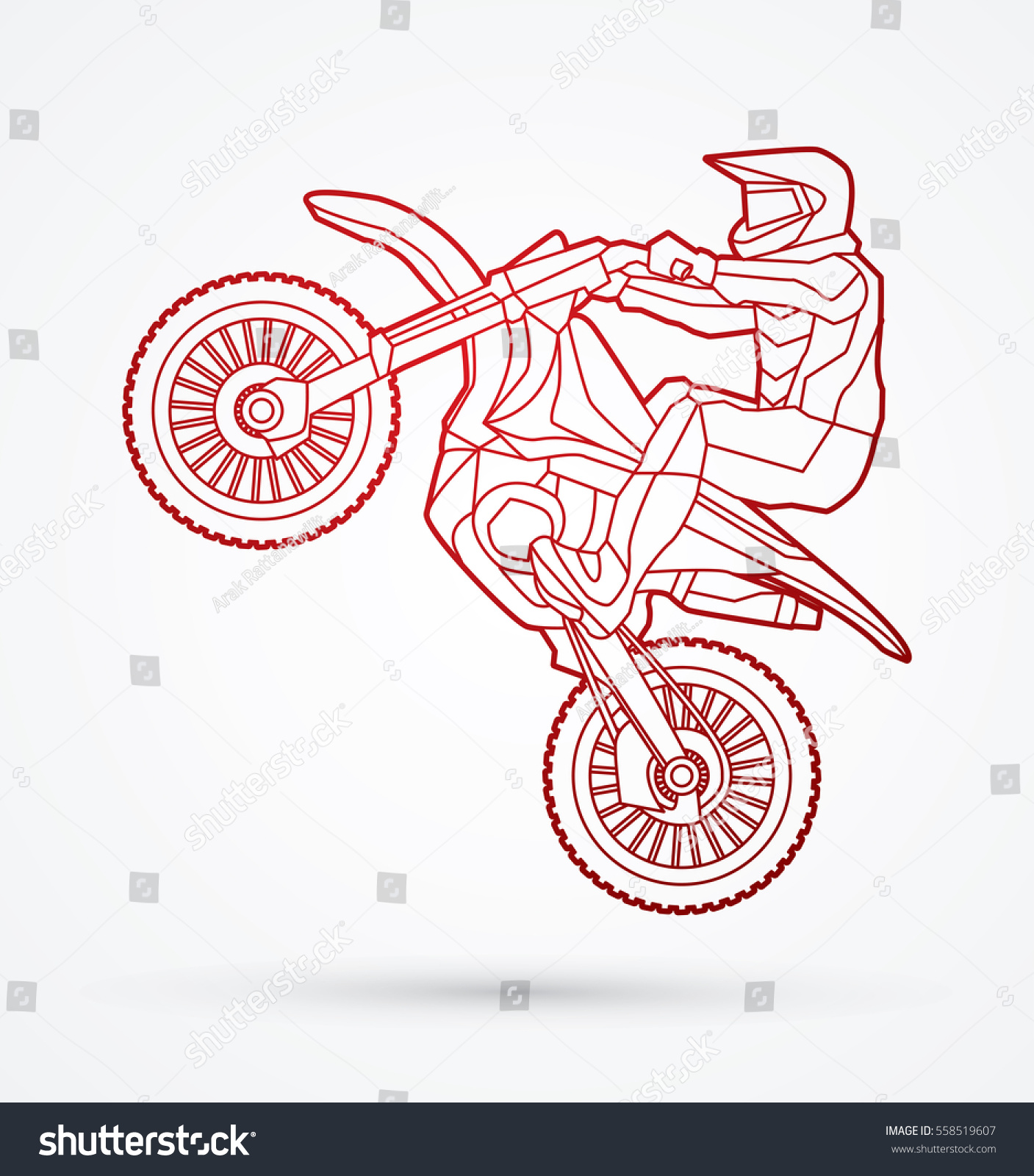 Motorcycle Cross Jumping Outline Graphic Vector: เวกเตอร์สต็อก (ปลอดค่า ...