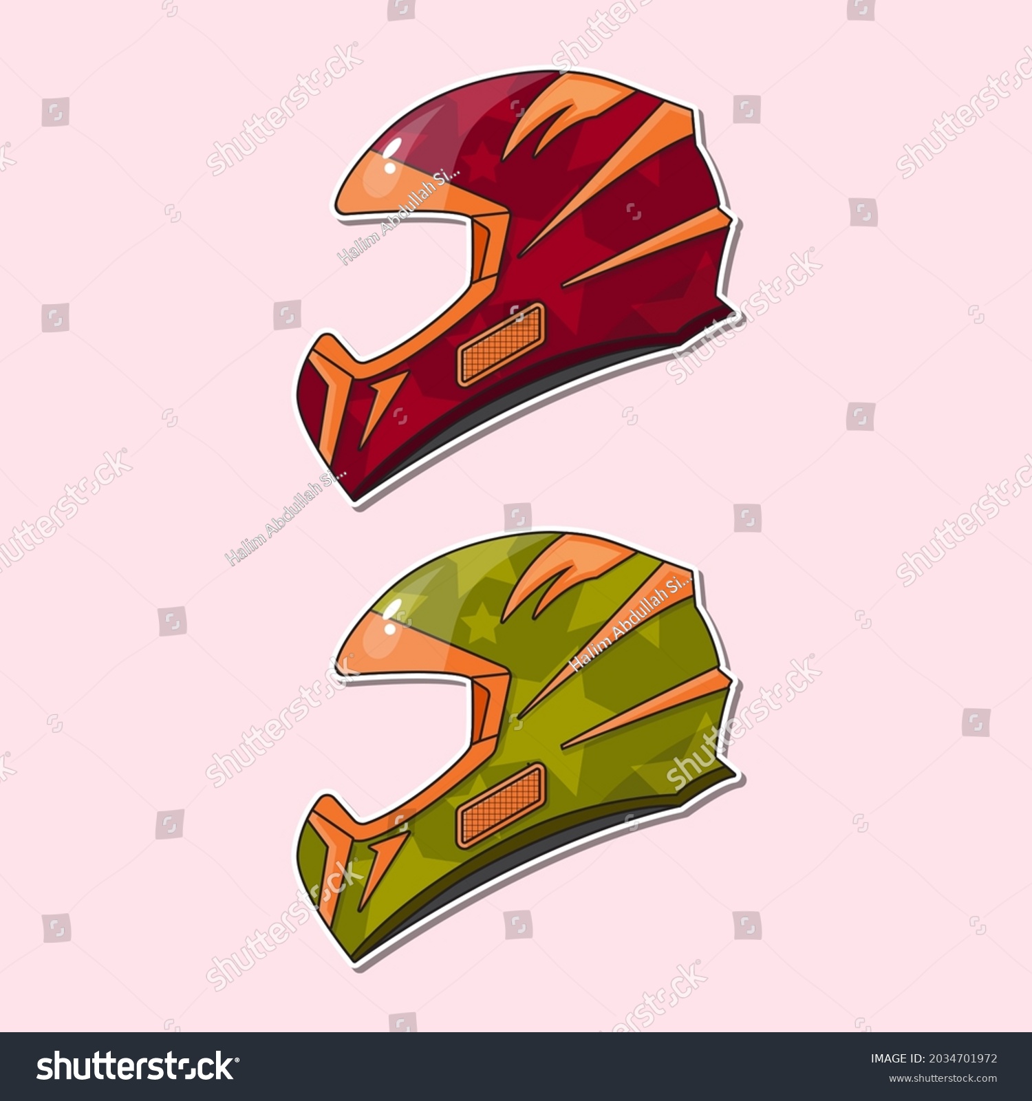 Motorcycle Helmet Isolated Sticker Pro Vector Stock Vector (Royalty ...