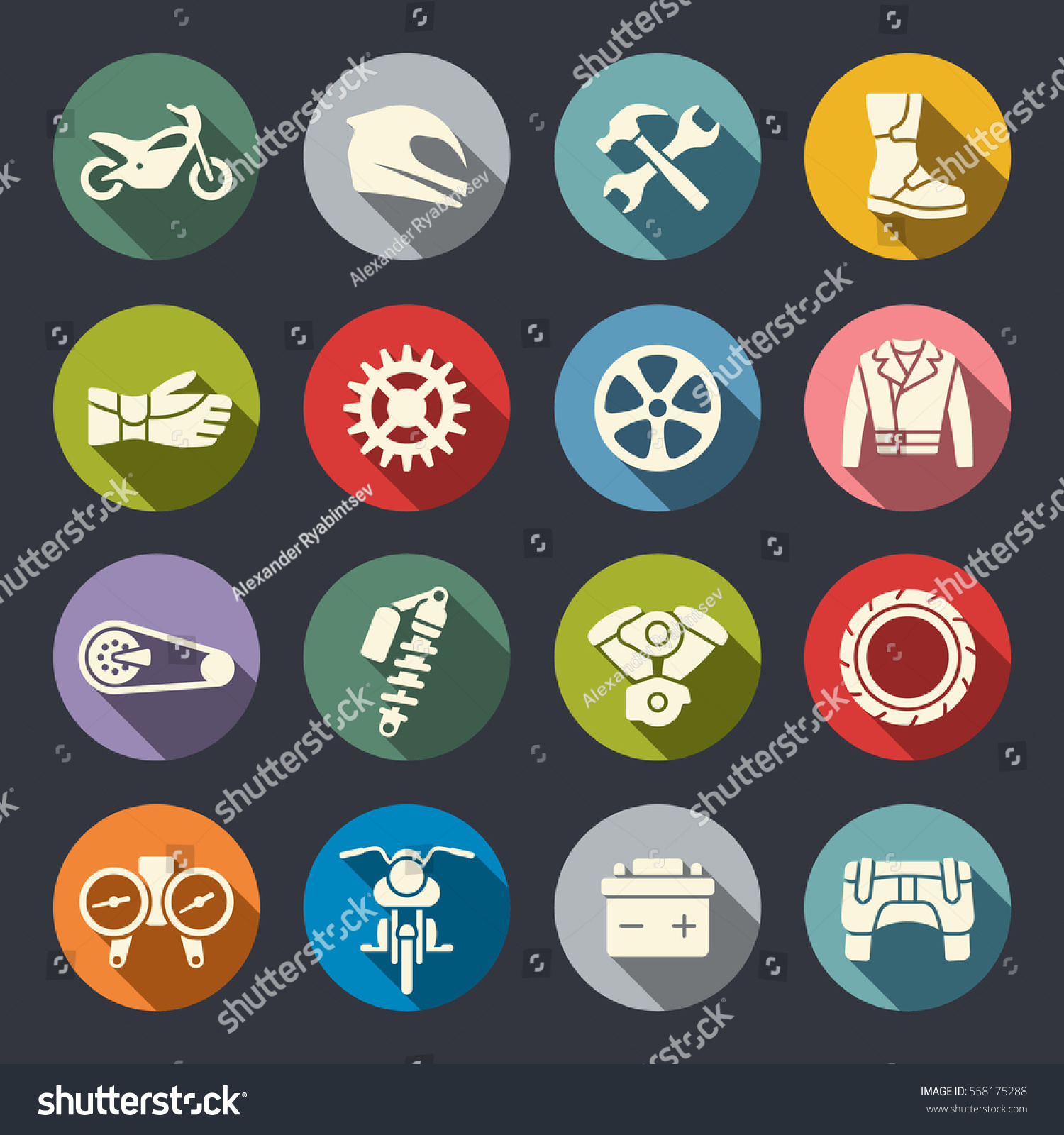Motorcycle Icon Set Stock Vector (Royalty Free) 558175288