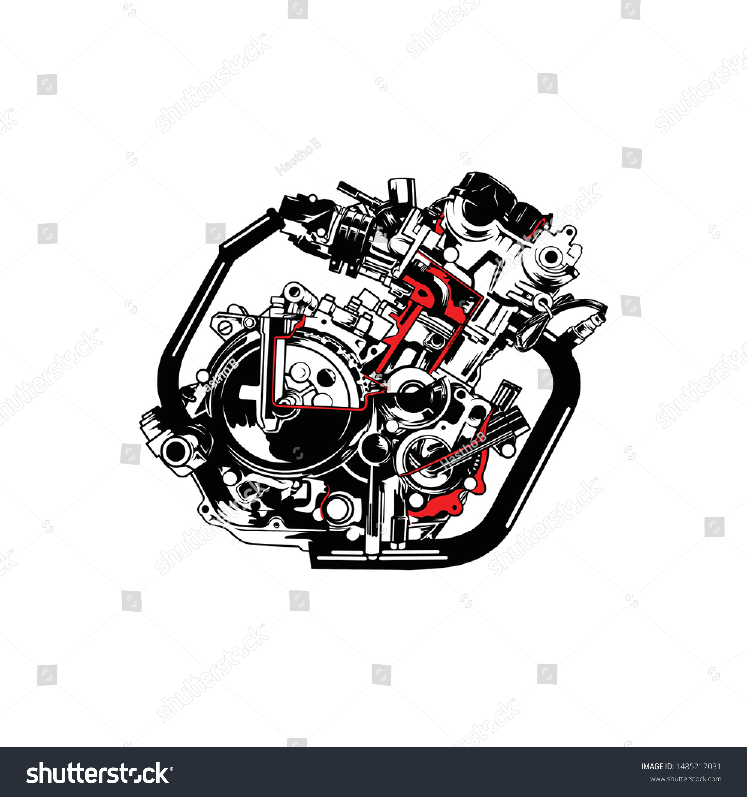 Motorcycle Machine Build Stock Vector 스톡 벡터(로열티 프리) 1485217031 ...