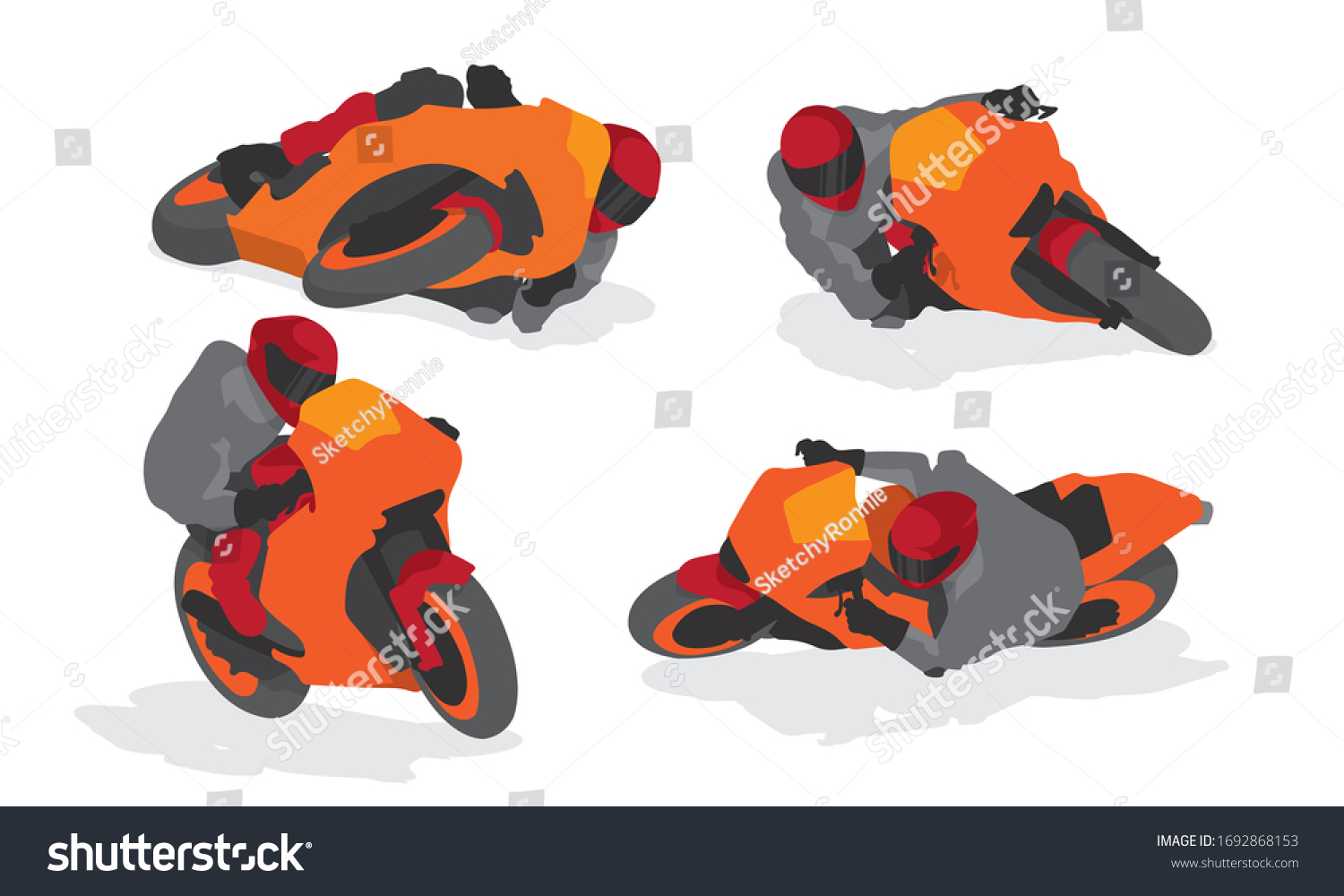 Motorcycle Racing Shape Silhouette Vector Set Stock Vector (Royalty ...