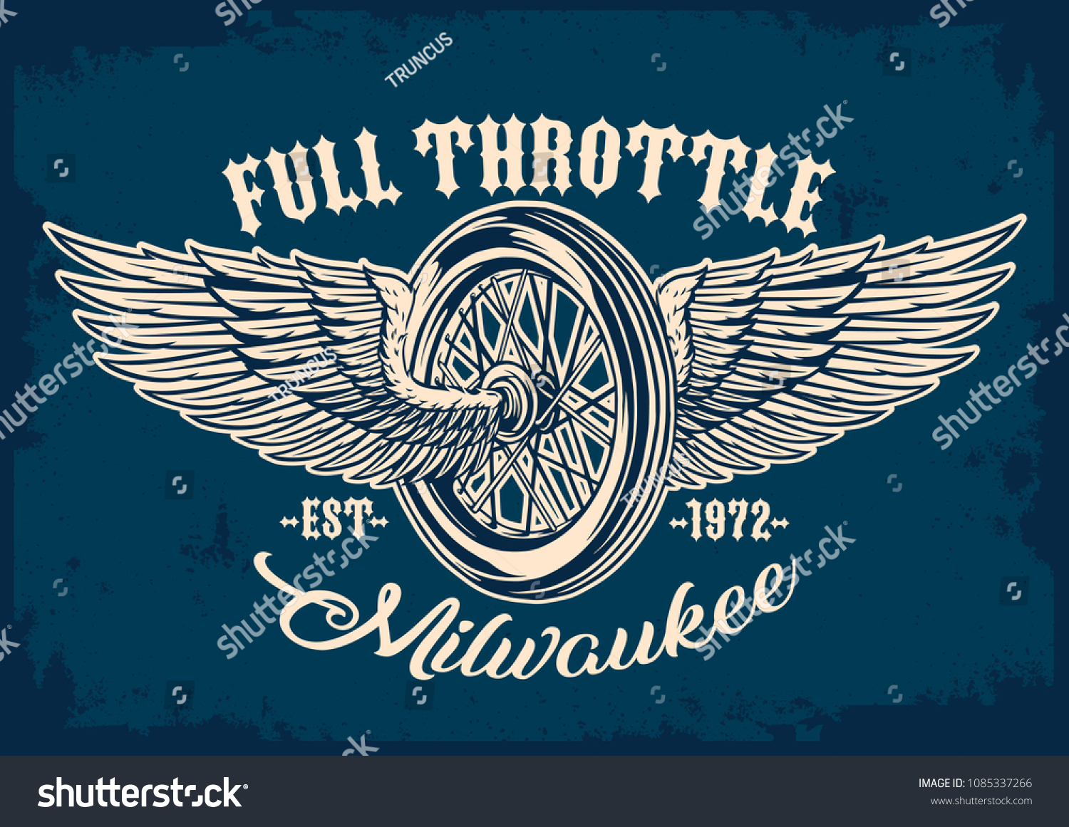 Motorcycle Tyre Wings Emblems Vector Illustration Stock Vector (Royalty ...