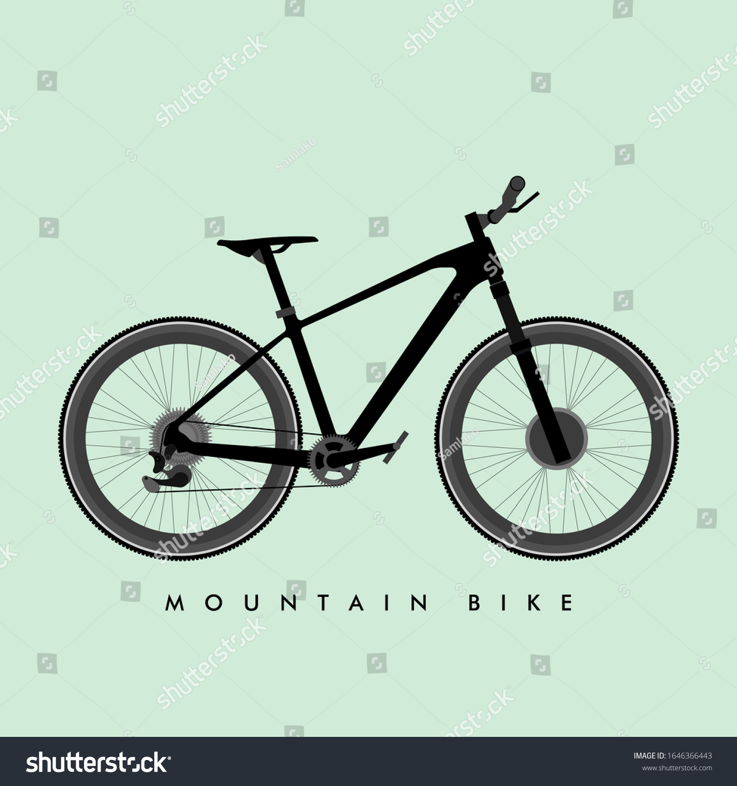 Mountain Bike Side Elevation Black Stock Vector (Royalty Free) 1646366443